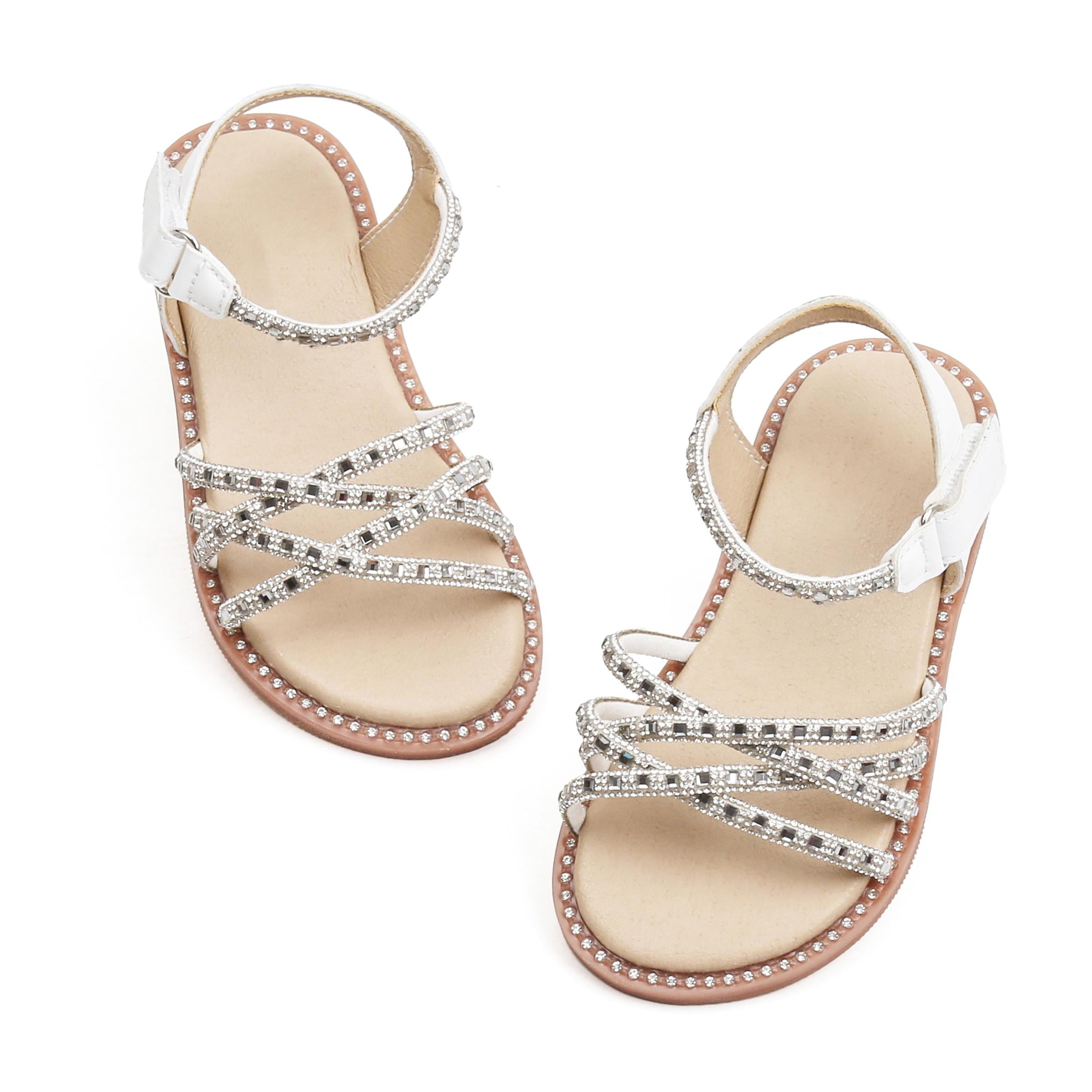 Toddler Girl Silver Sandals Size 8 - Little Flower Girl Easter Flower ...