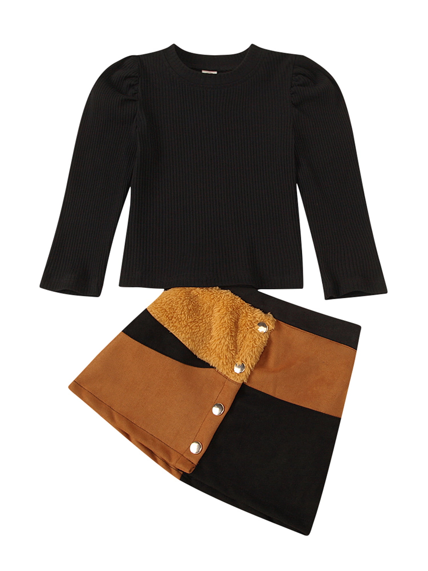 Toddler Girl Skirt Outfit Set Knit Long Sleeve Top Skirt Fall Winter ...