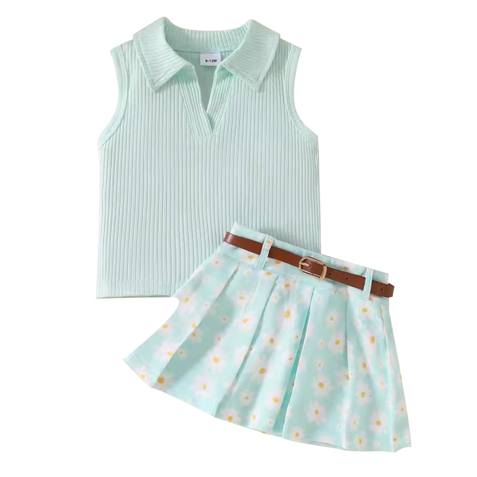Toddler Girl Spring Outfits Baby Sleeveless Temperament Blouse Pleated ...
