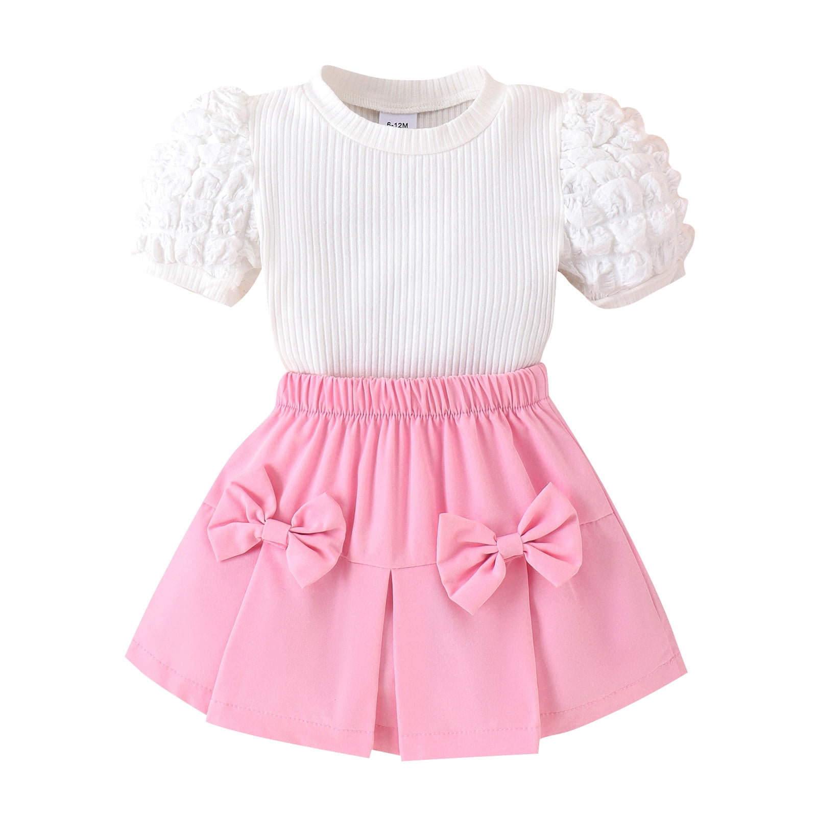 Toddler Girl Spring Summer Outfit Bubble Puff Sleeve Shirt Top Pleated ...