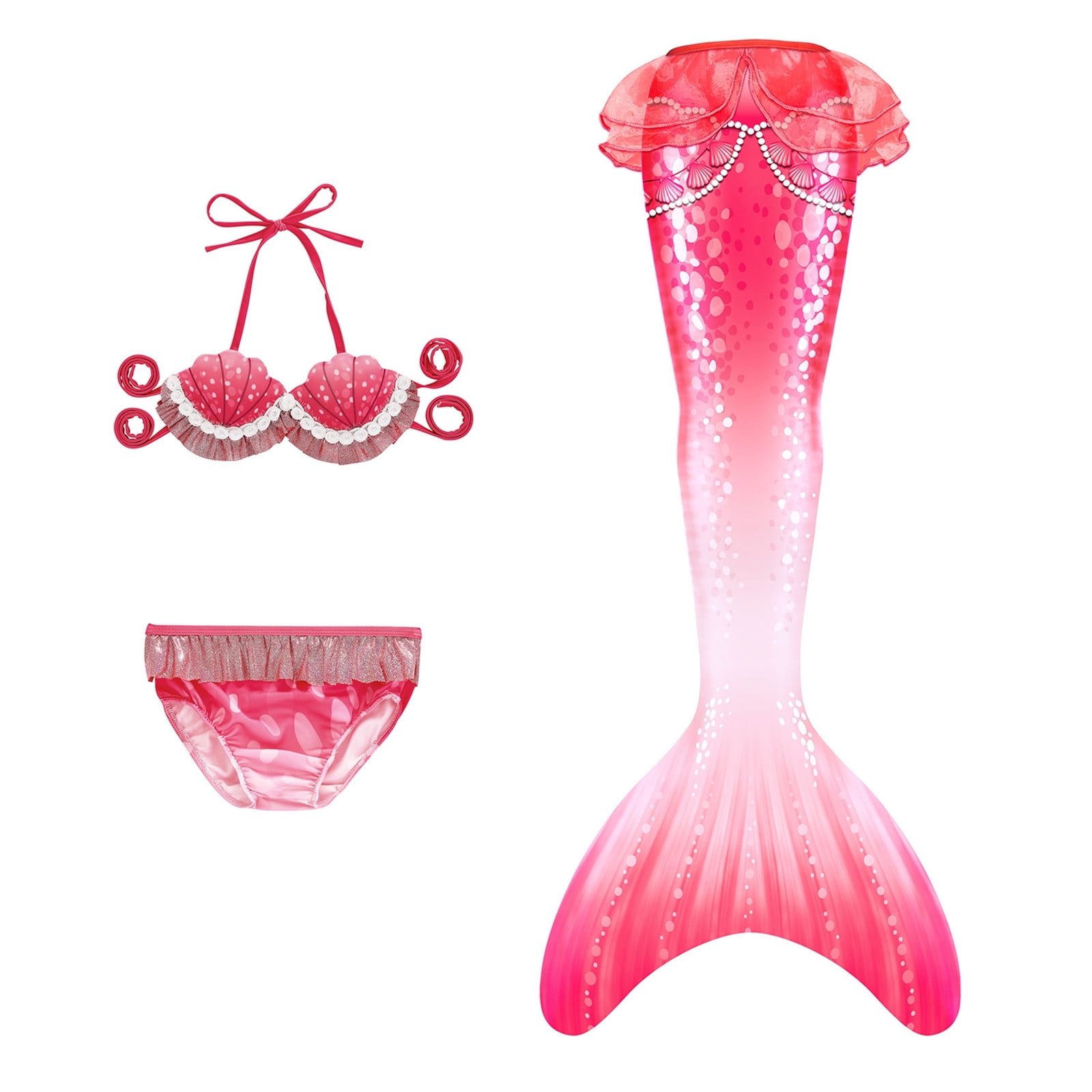 Toddler Girl Swimsuit Gradient Fish Scale Bikini Outfits 3 Pieces ...