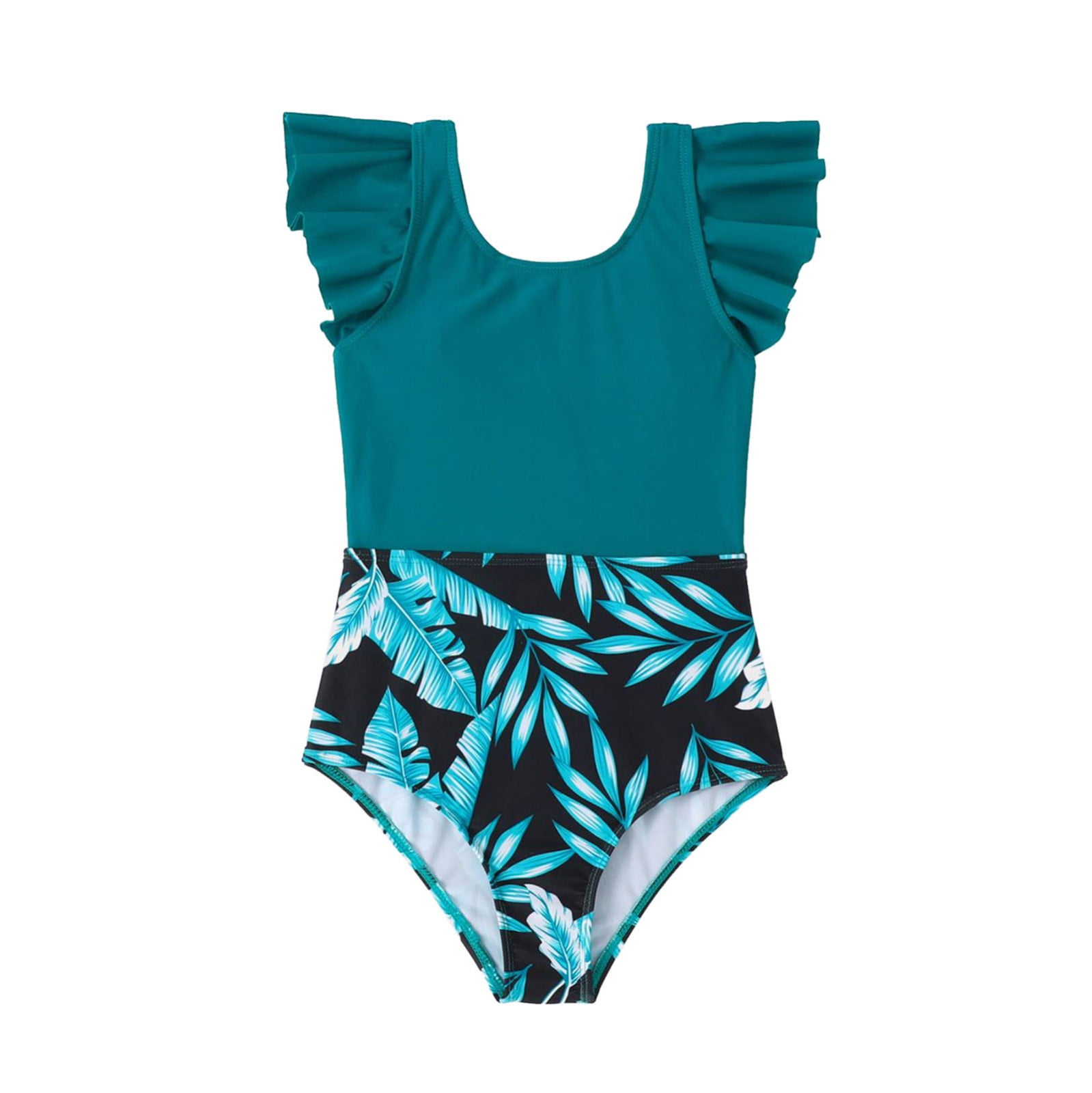 Toddler Girl Swimsuit One Piece Sleevesless Floral Prints Cute Ruffler ...