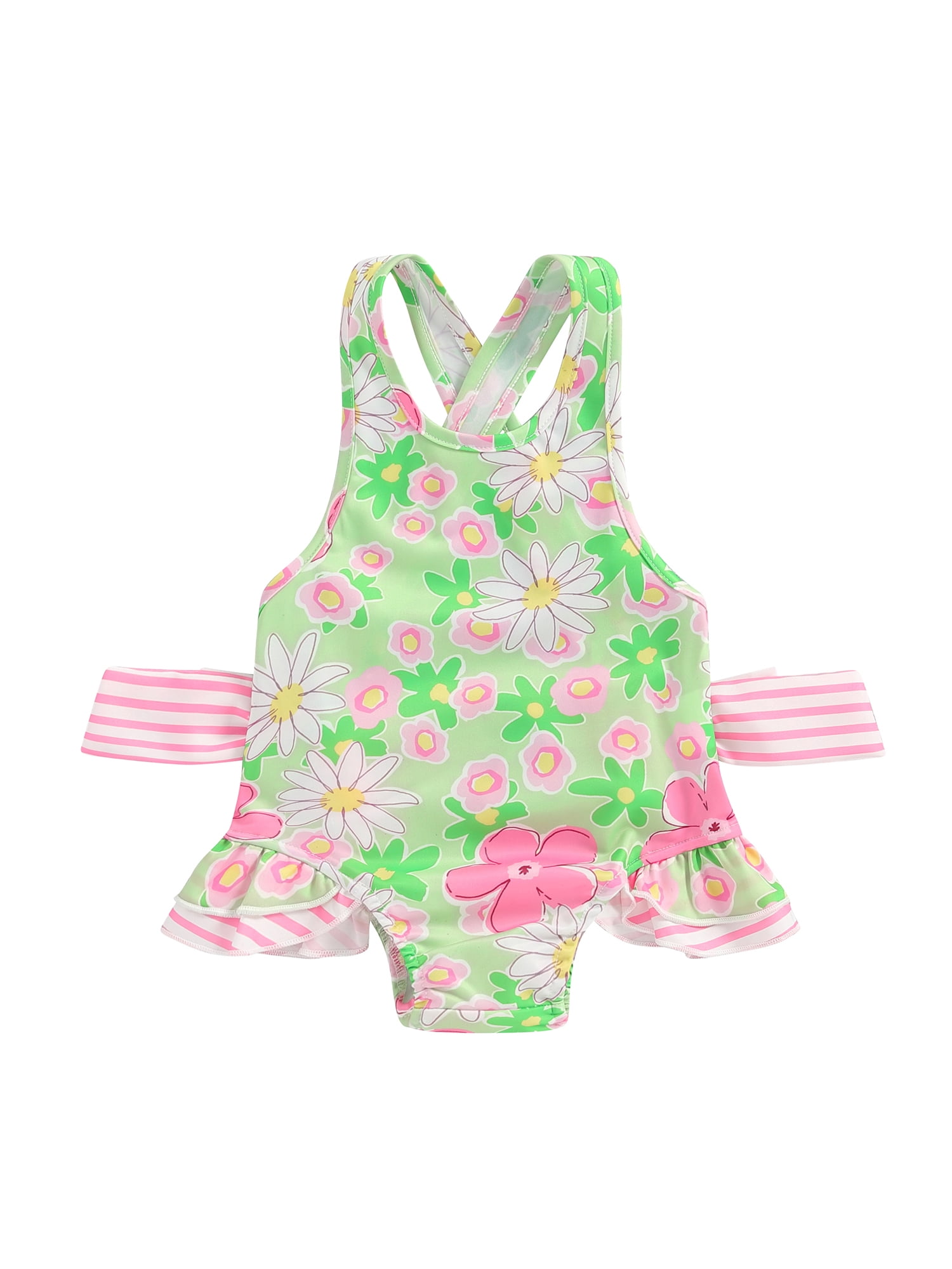 Toddler Girl Swimsuit One Piece Swimwear Ruffle Sleeveless Baby Bathing ...