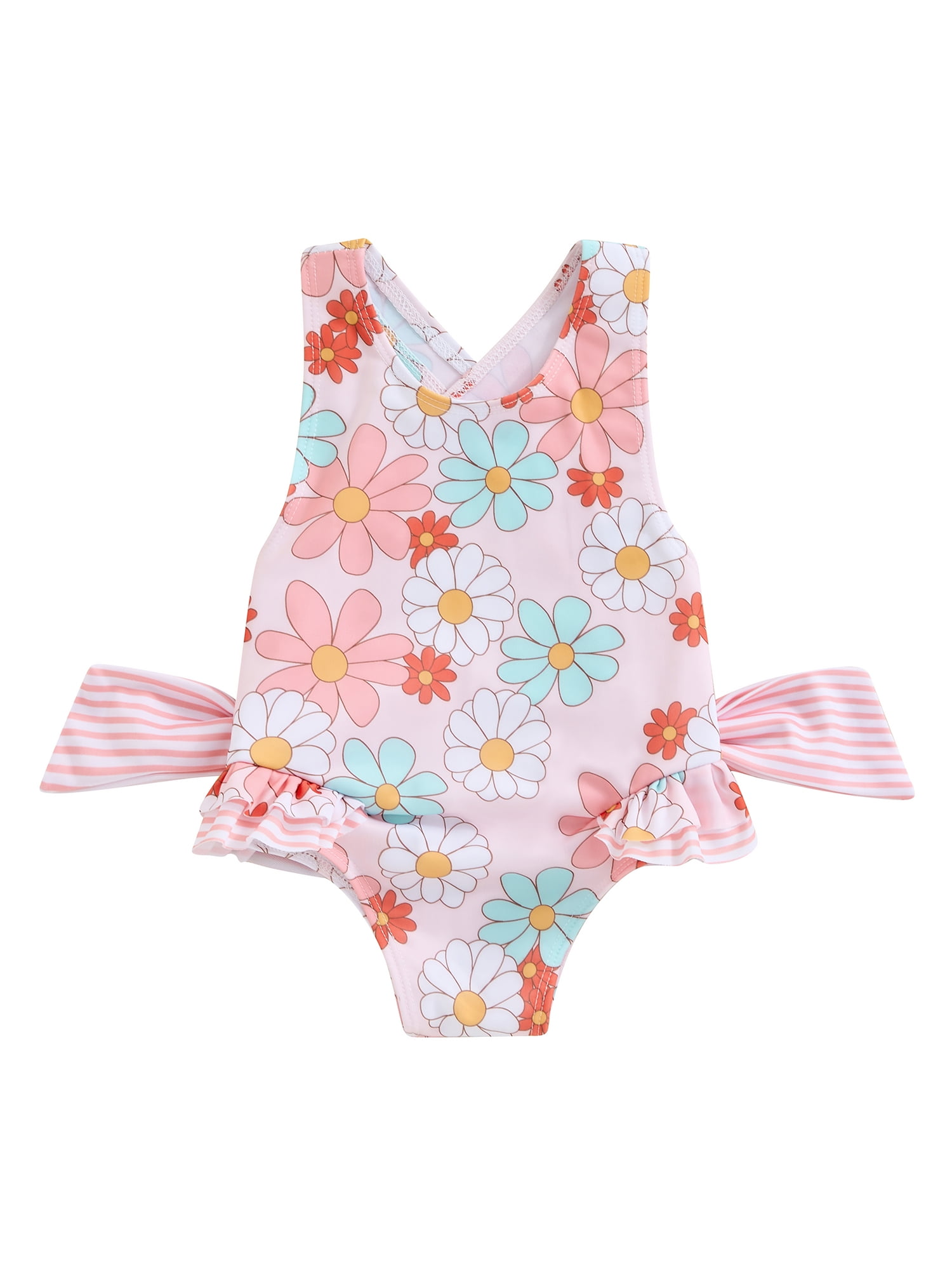 Toddler Girl Swimsuit One Piece Swimwear Ruffle Sleeveless Baby Bathing ...