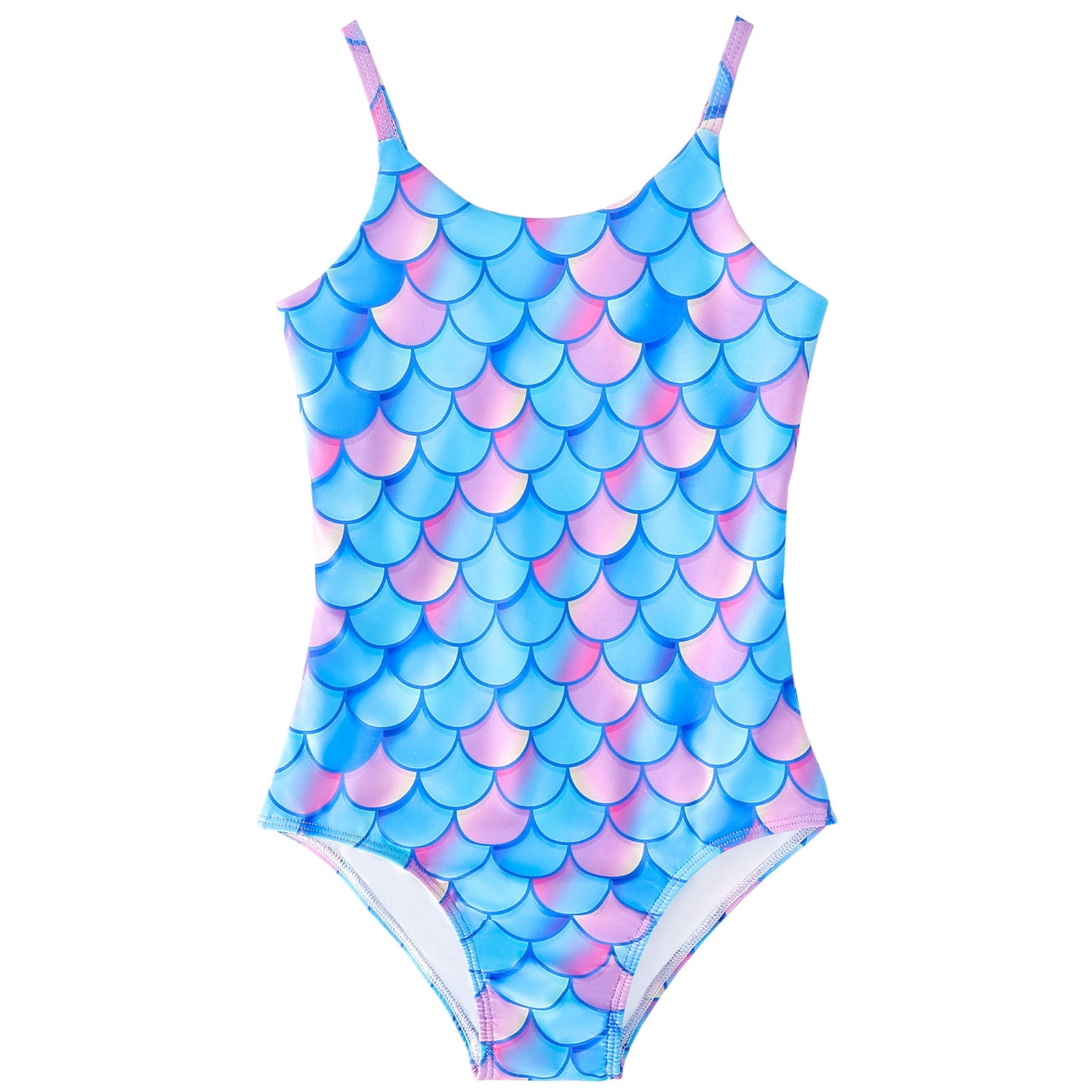 Toddler Girl Swimsuit Thin Strap 3D Printed Fishscale Print Hot Spring ...
