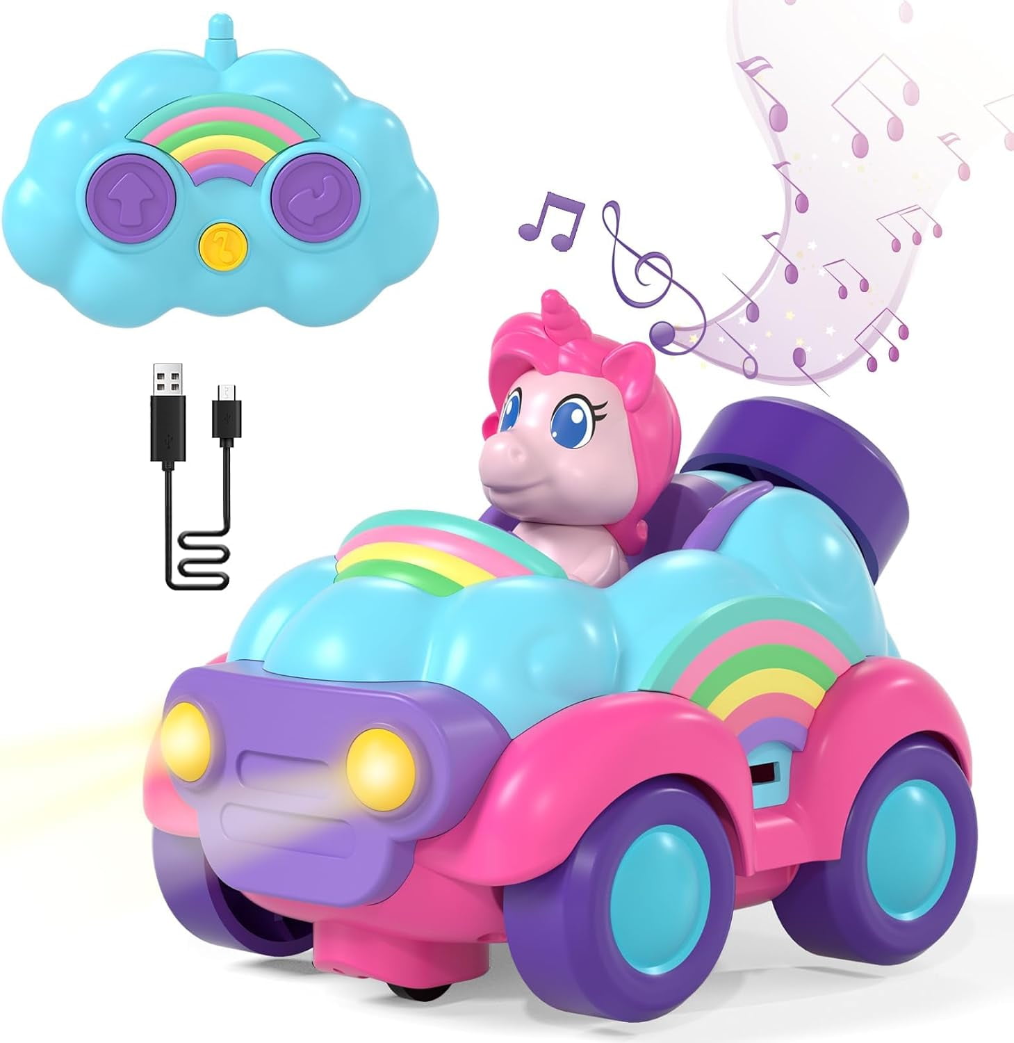 Lehoo Castle Unicorn RC Car, Toddler Girl Toys with Lights & Music ...