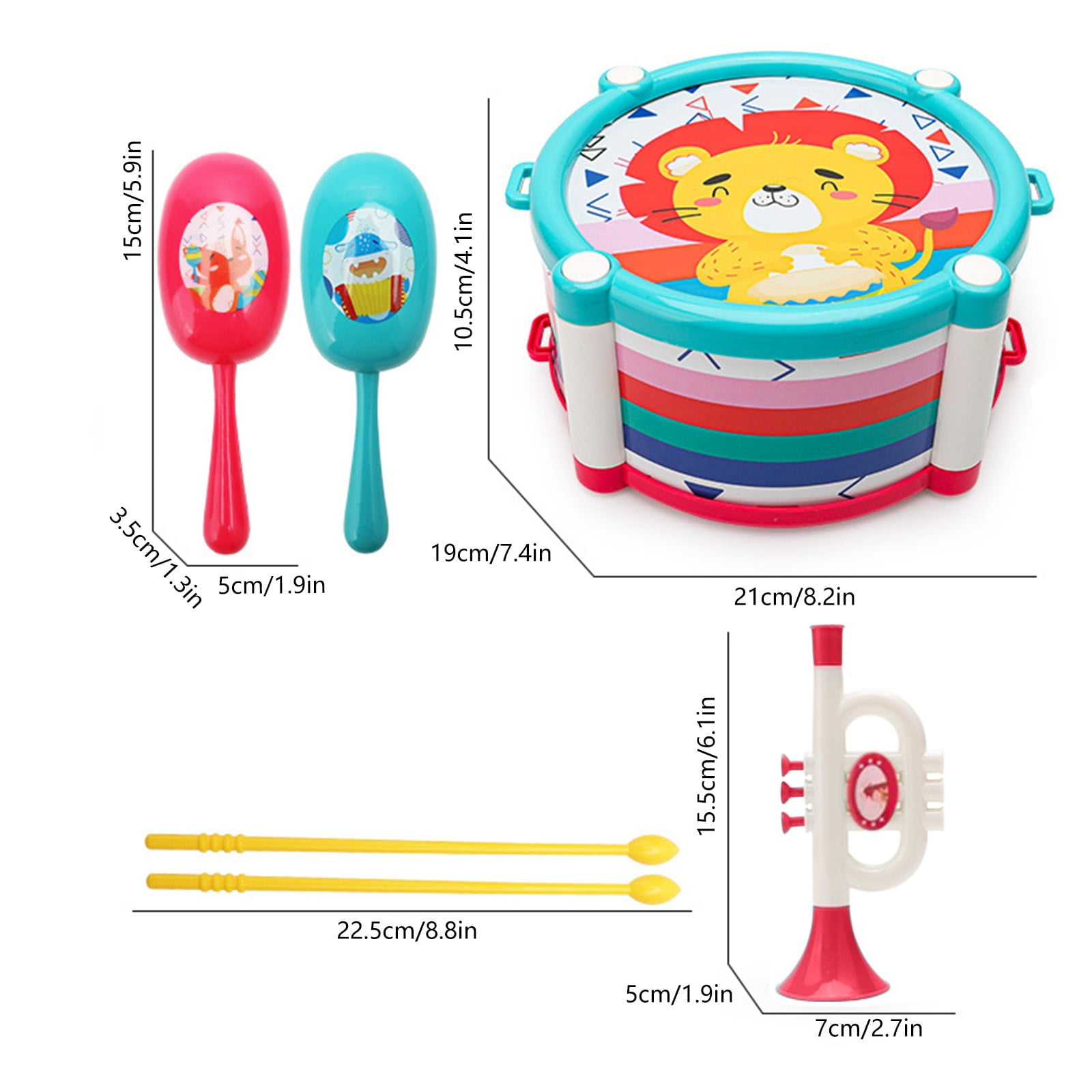Toddler Girl Toys Ytndtr Musical Toy Set Drum Sand Hammers Instrument ...