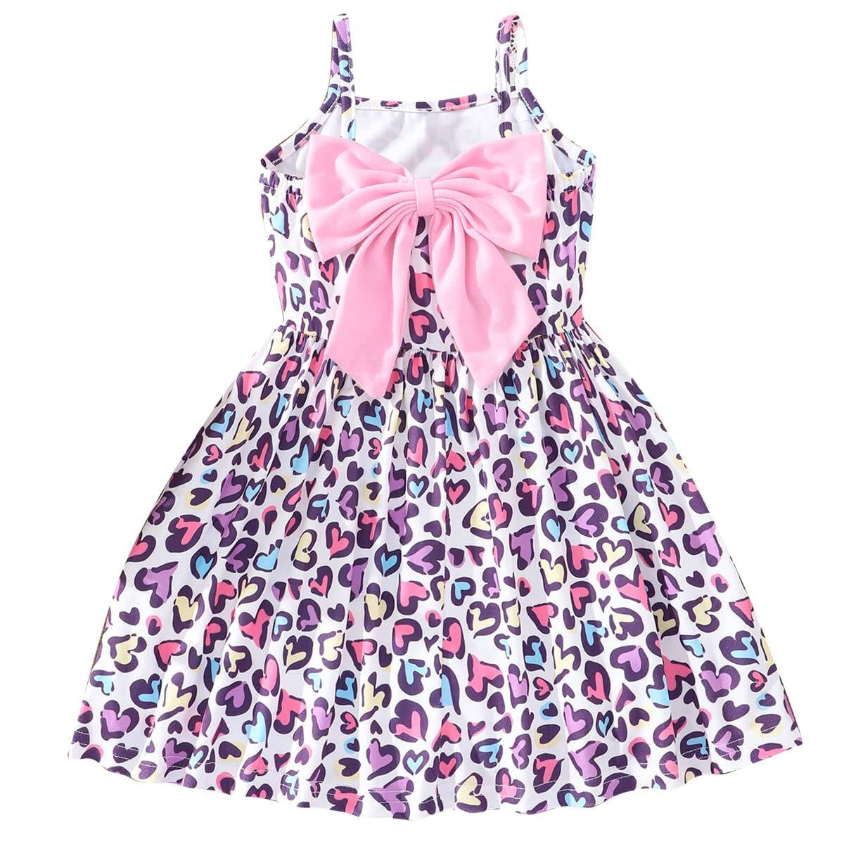 Toddler Girl Valentine Day Dress Pink Heart Summer Dresses Bowknot ...
