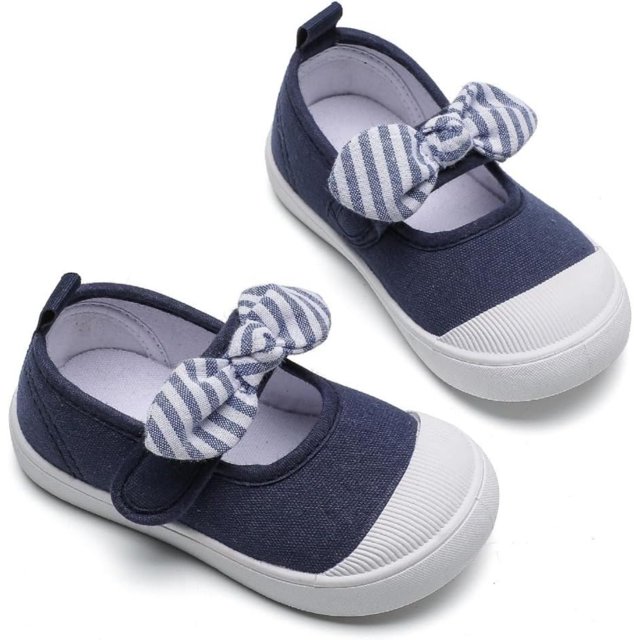 Toddler Girl's Canvas Bowknot Mary Jane Sneaker Flat Shoes for Kids ...