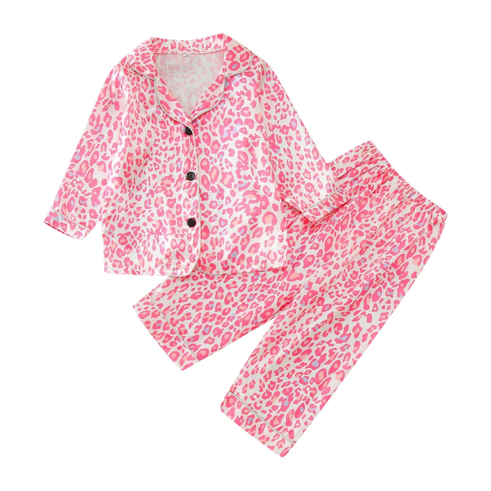 Toddler Girl's Pajama Set Long Sleeved Leopard Shirt Top Pant Suit ...