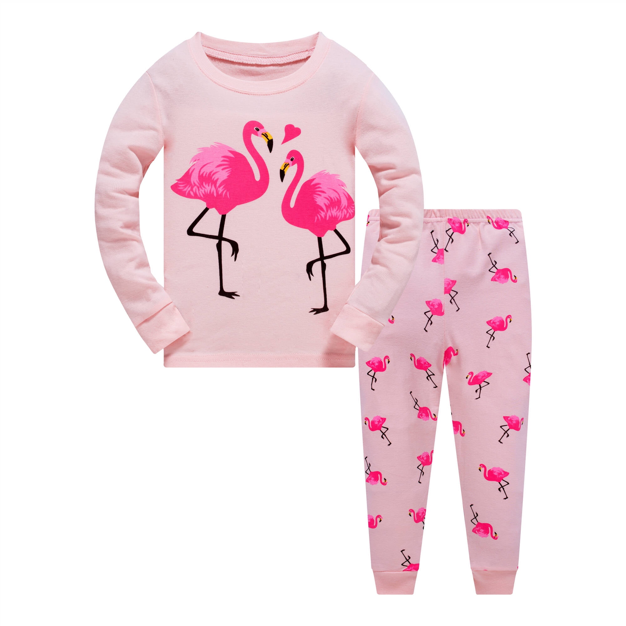 Toddler Girls 100% Cotton Flamingo Pajamas 2 Piece Set Baby Casual ...