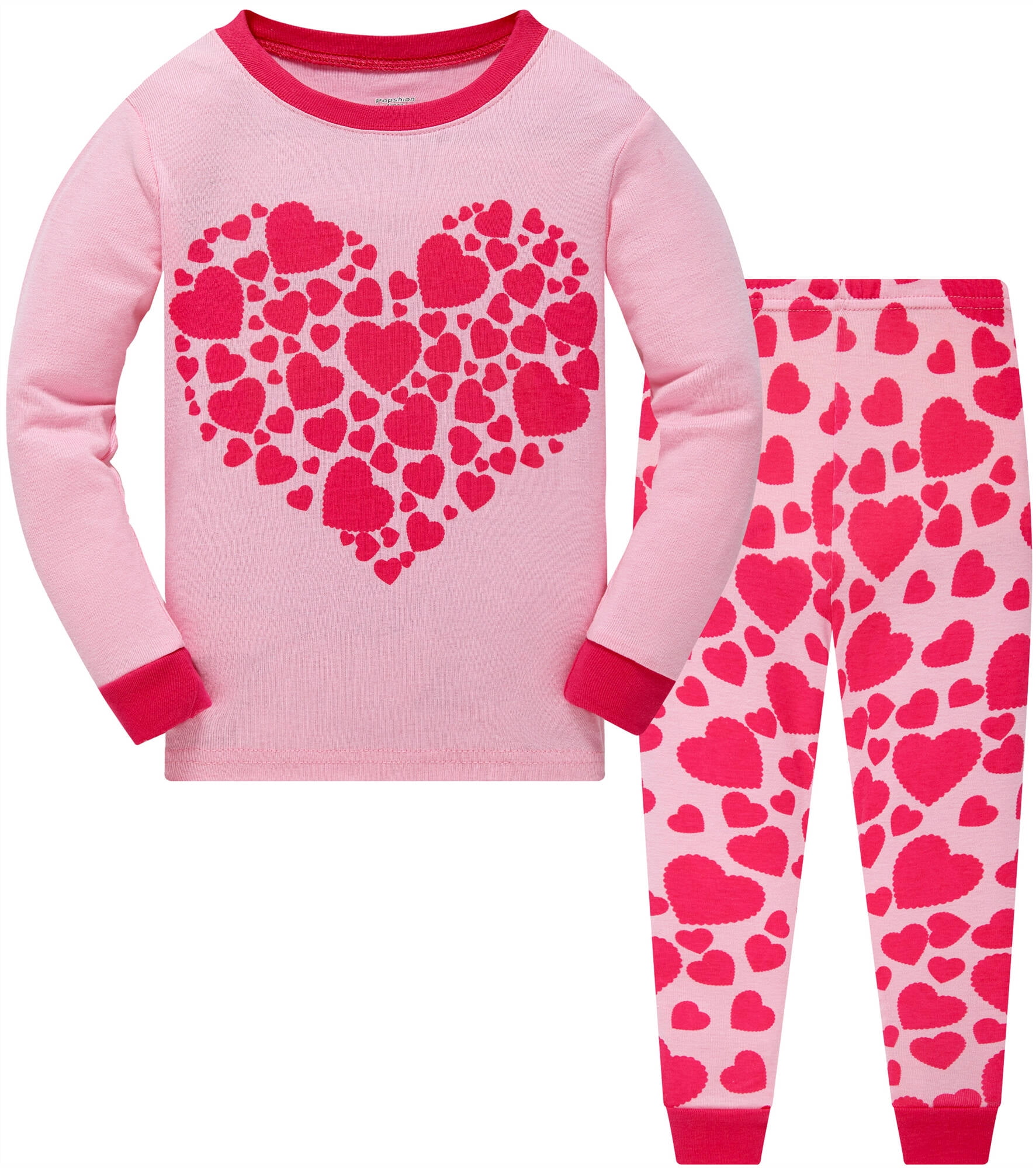 Toddler Girls 100% Cotton Heart-shaped Pajamas Set Baby Casual Style ...