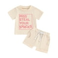 Mevireiy Toddler Girls 2 Pcs Outfits Miss Steal Your Snacks Short ...