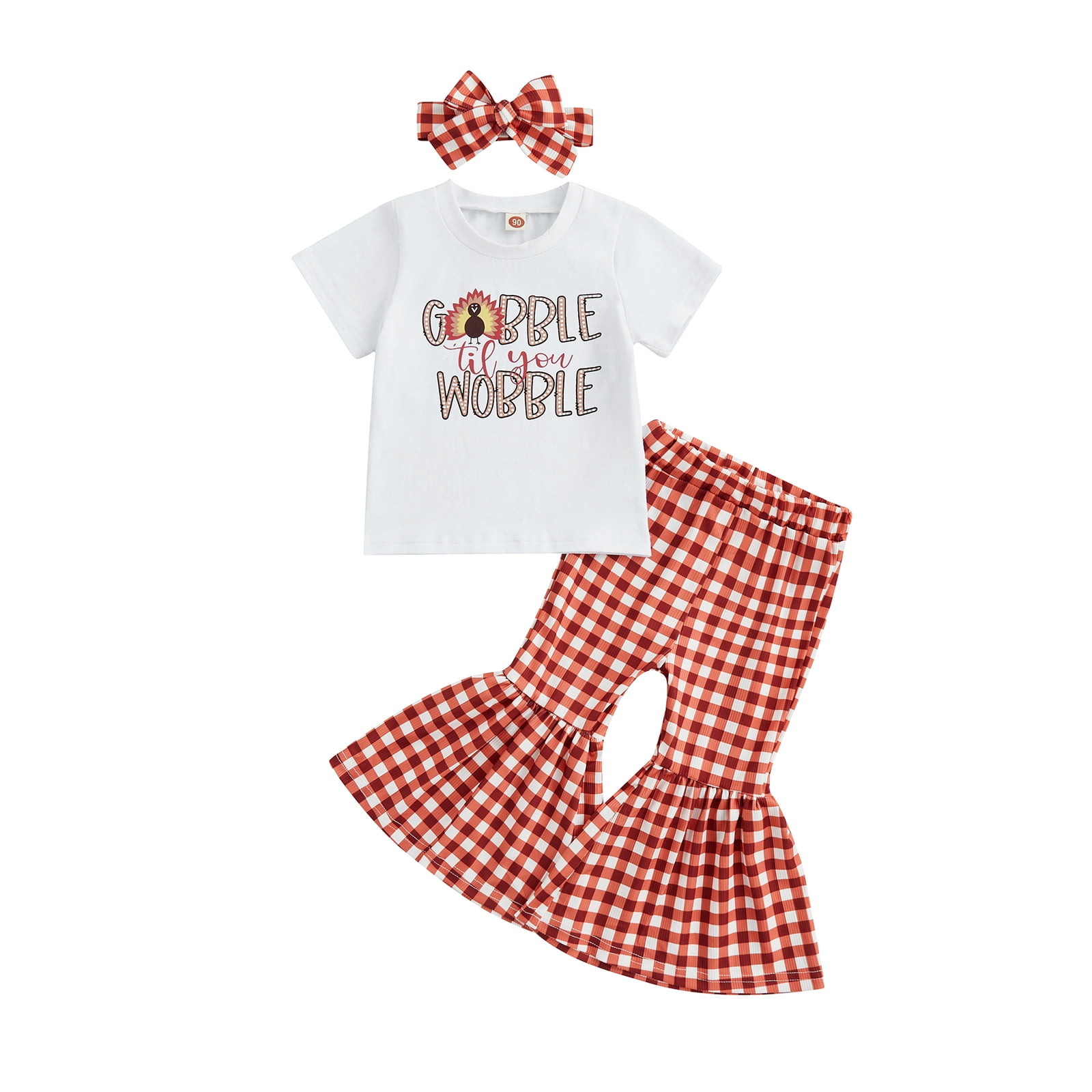 Toddler Girls 3 Pieces Thanksgiving Outfits, Letter Turkey Print Short Sleeve T-Shirts Tops ...