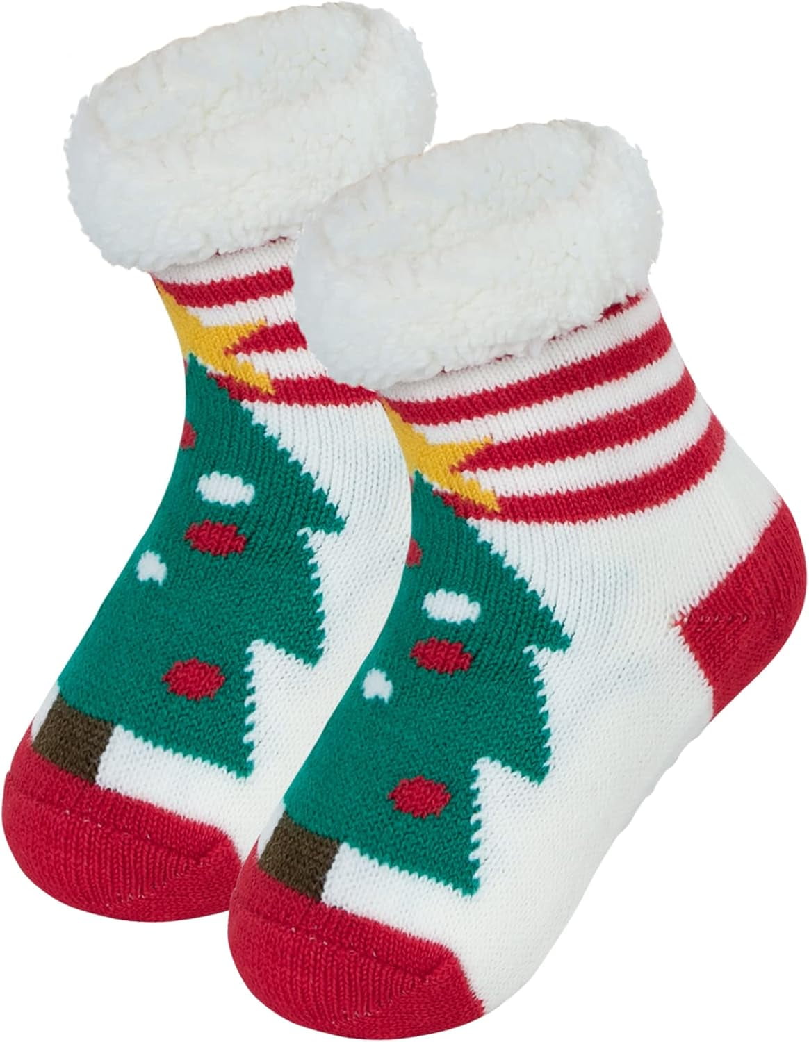 Toddler Girls Boys Christmas Socks with Grips Cotton kids Slipper Socks ...