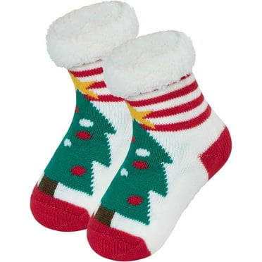 Kids Fuzzy Socks with Grips Toddler Slipper Socks Baby Christmas Socks ...