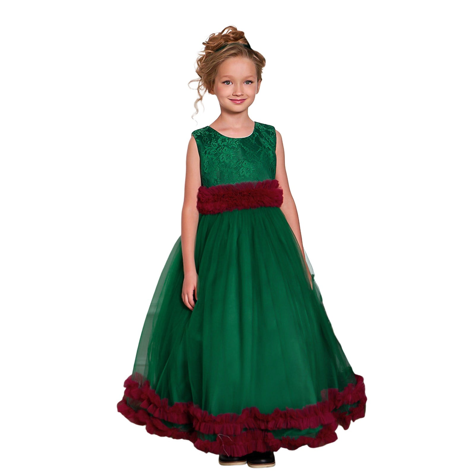 Toddler Girls Casual Dresses Christmas Sleeveless Floral Embroidery ...