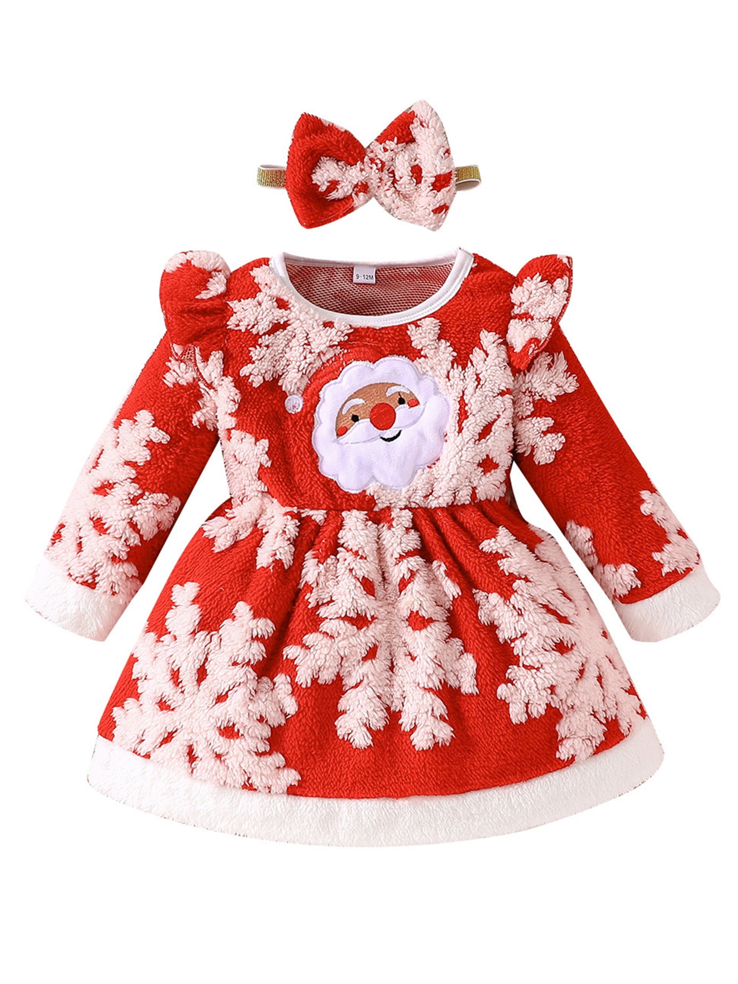 Toddler Girls Christmas Costume Fuzzy Santa Claus Dress Princess Dress ...
