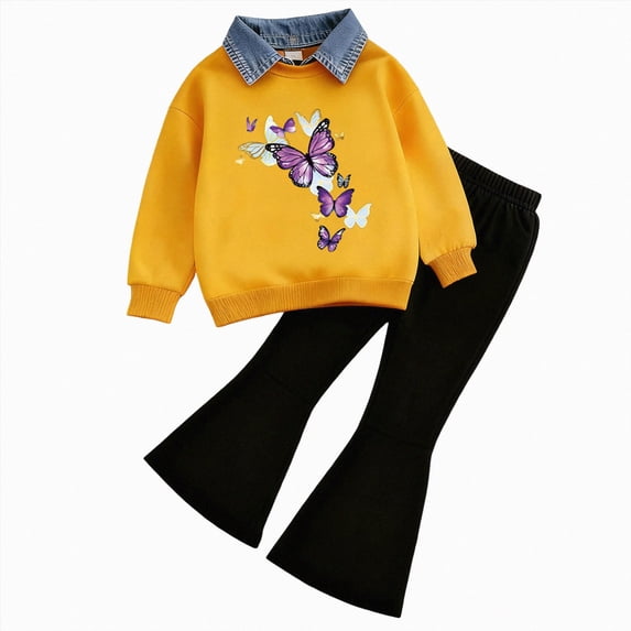 Toddler Girls Clothes 2 Piece Spring Outfits Tops&Wide Leg Pants With ...