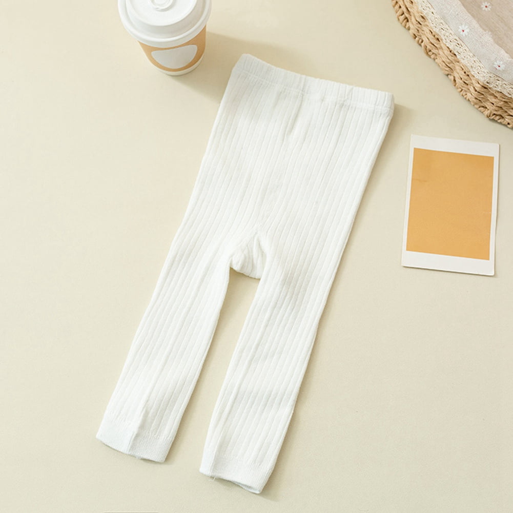 Toddler Girls Cotton Cable Knit Leggings Classic Solid Footless Tights ...