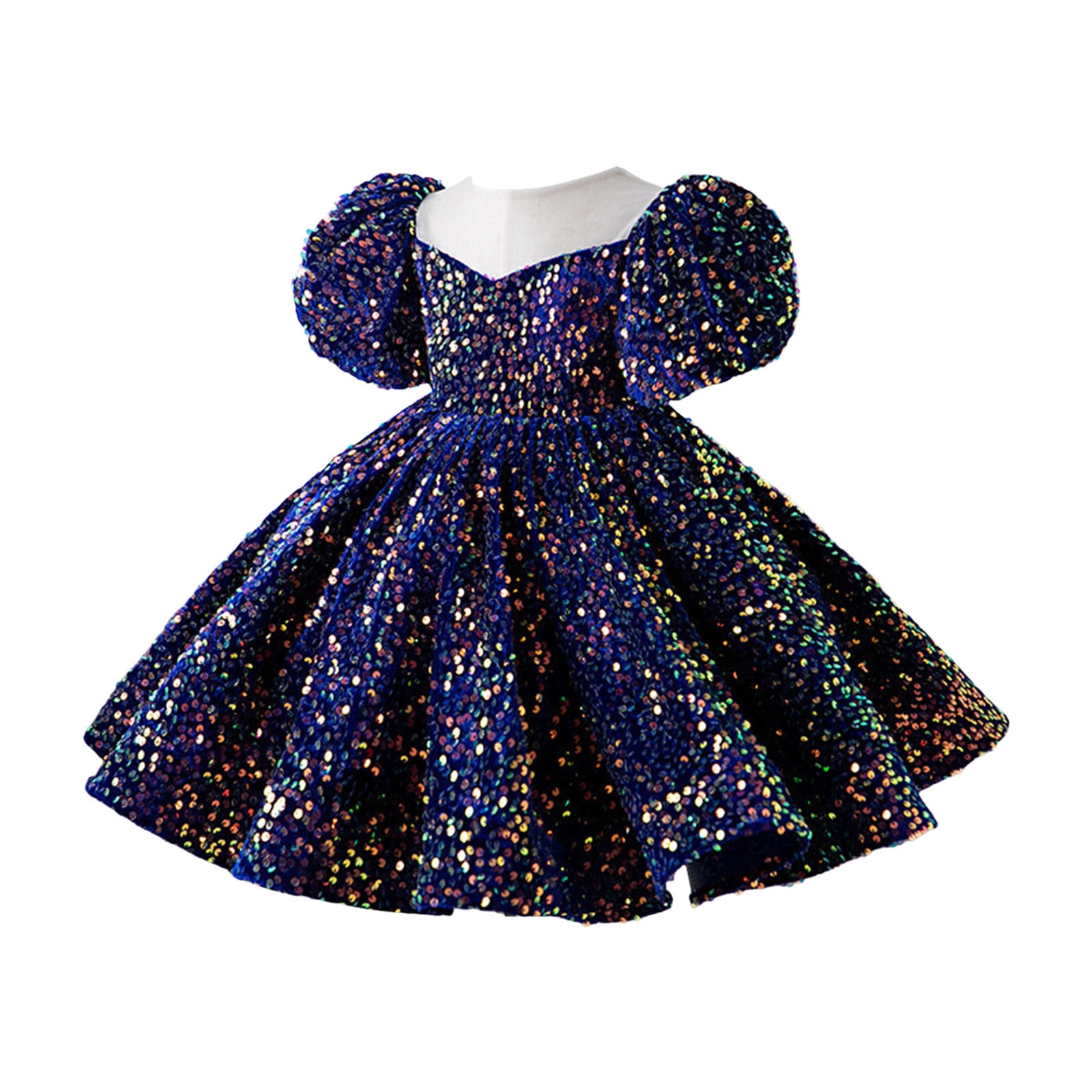 Toddler Girls Dress Kids Cute Sequin Glitter Party Carnival Gown ...