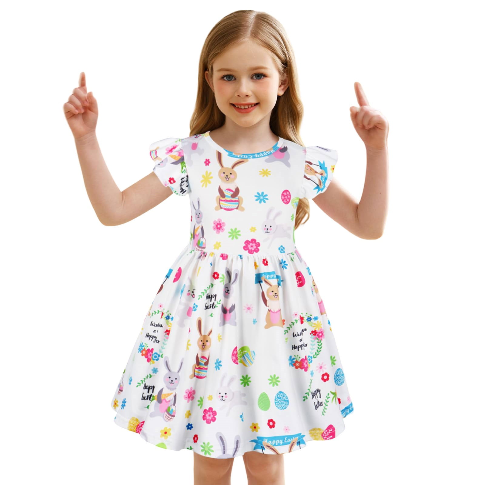 Toddler Girls Dress Puff Sleeve Ice Cream Print Short Sleeve Dress Cute ...