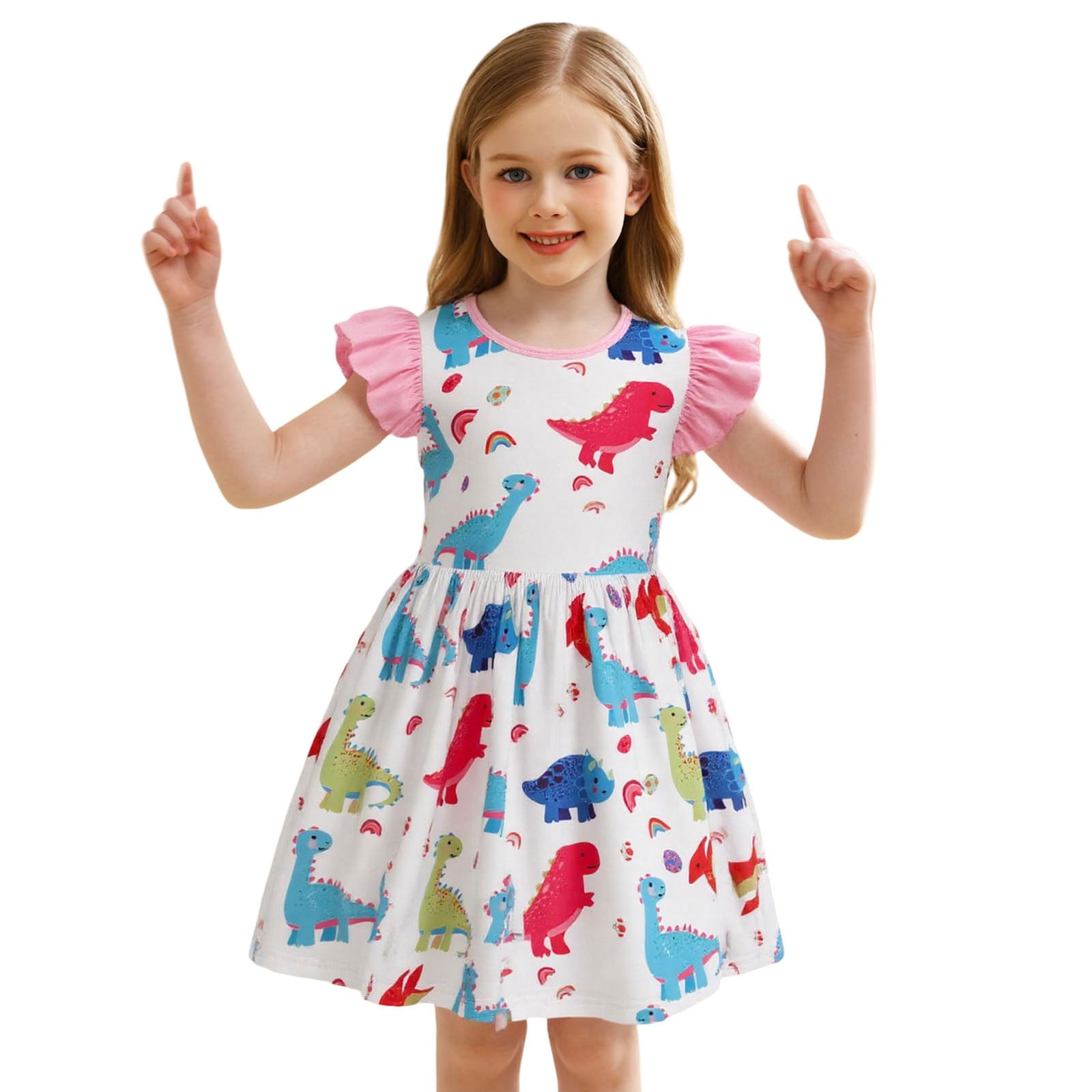 Toddler Girls Dress Puff Sleeve Ice Cream Print Short Sleeve Dress Cute ...