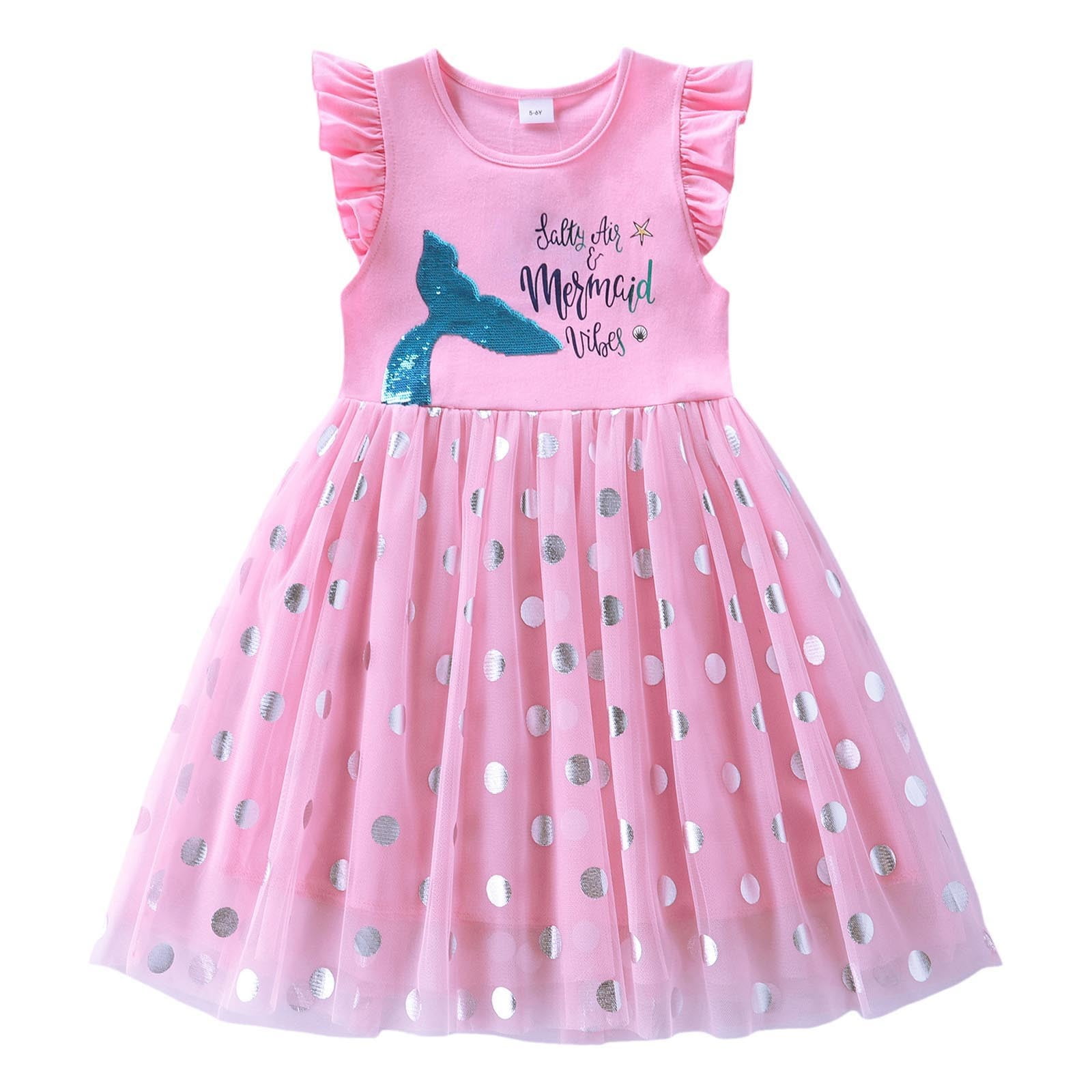 Toddler Girls Dresses Fly Sleeve Casual Party Tutu Dress Size 4T ...