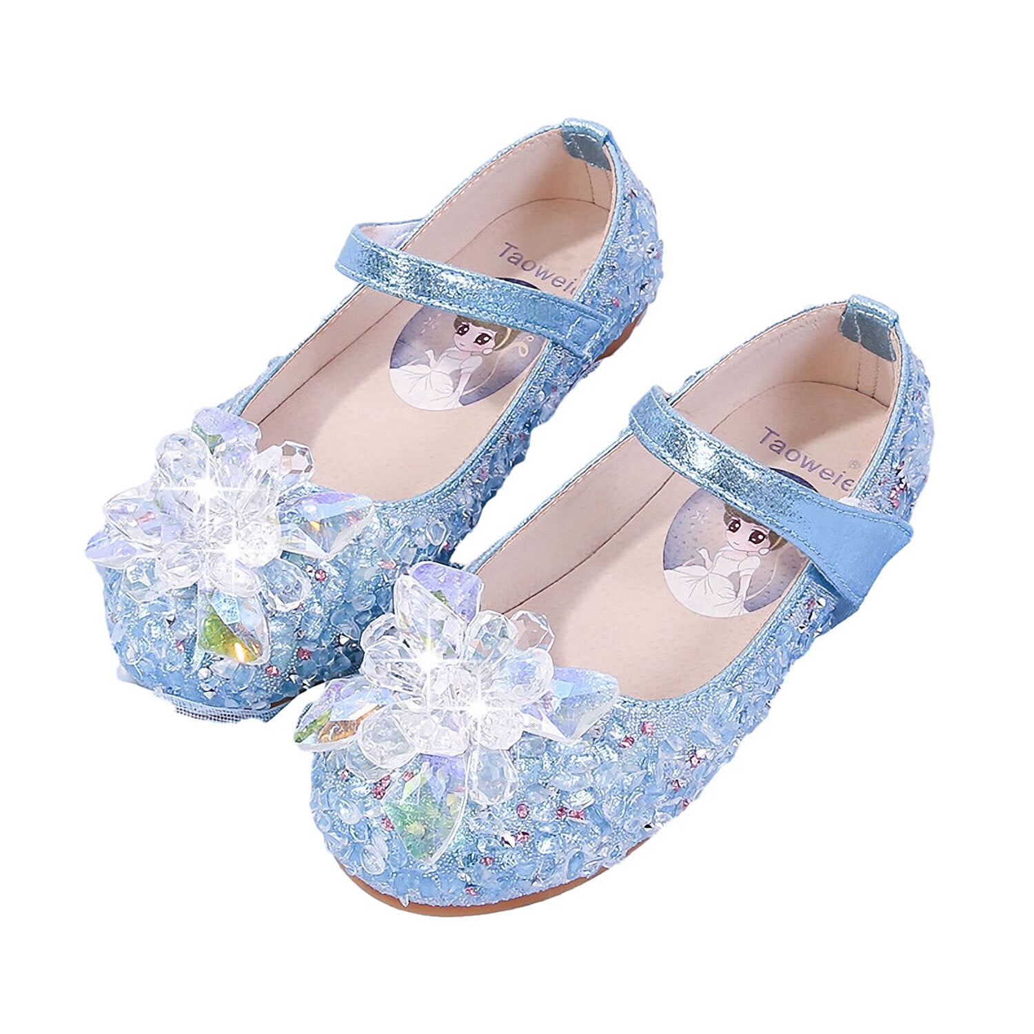 Toddler Girls Ice Queen Flat Dress Shoes Mary Jane Low Heel Princess ...