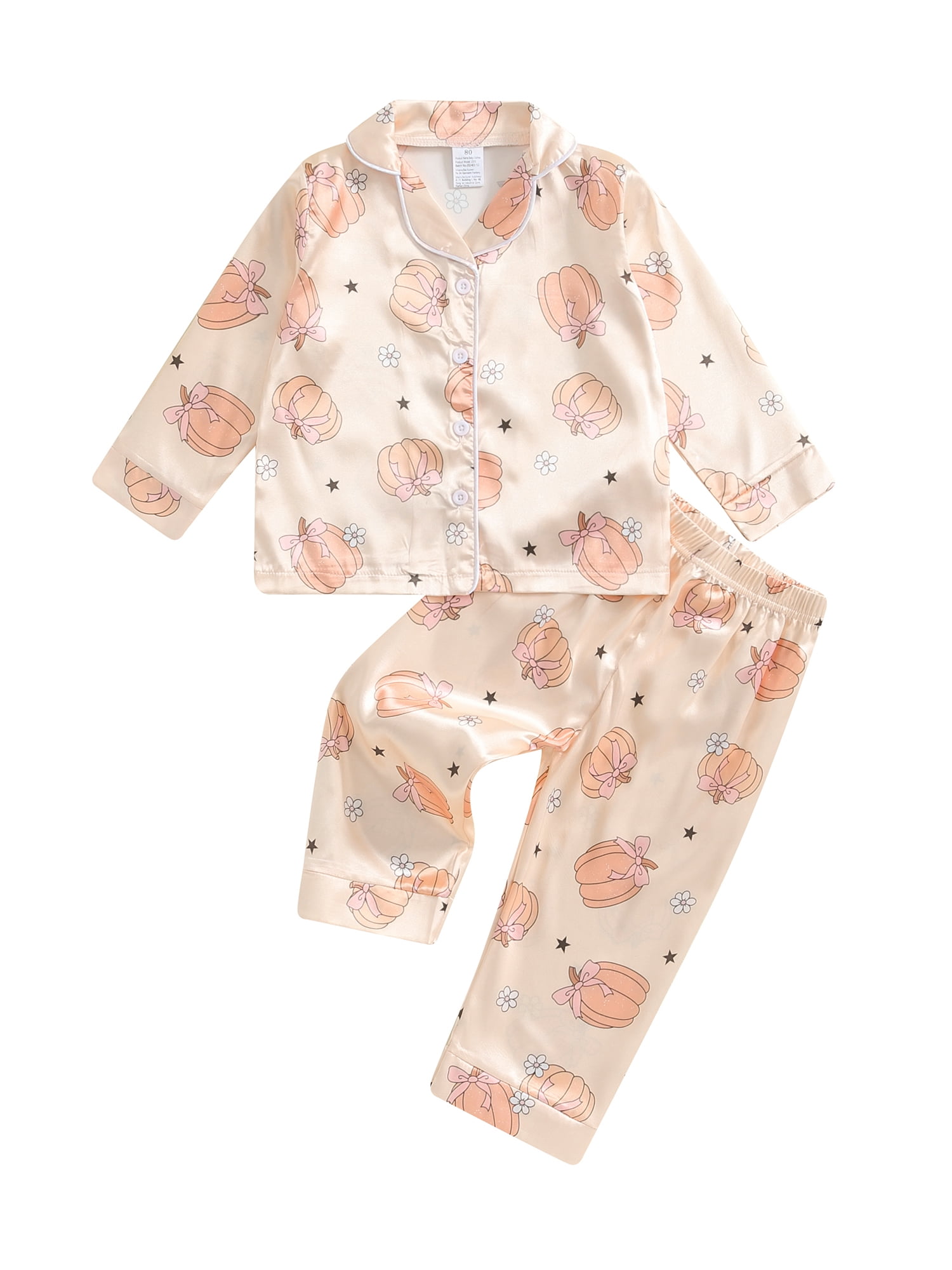 Toddler Girls Fall Pajamas 2Pcs Halloween Pumpkin Print Long Sleeve ...