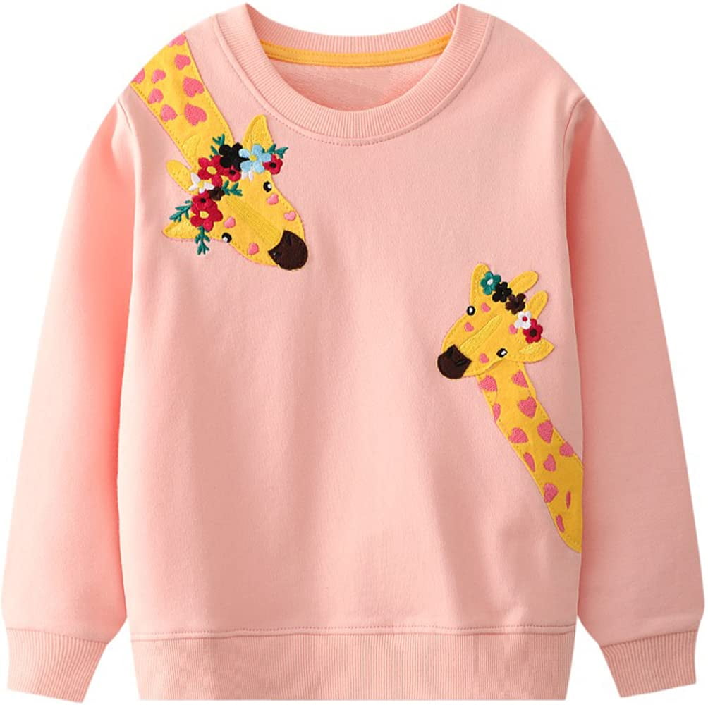 Toddler Girls Giraffe Sweatshirts Crewneck Winter Long Sleeve Tops ...
