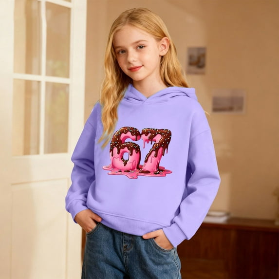 Toddler Girls Hoodie Six Seven Meme Graphic Sweatshirt Casual Long ...