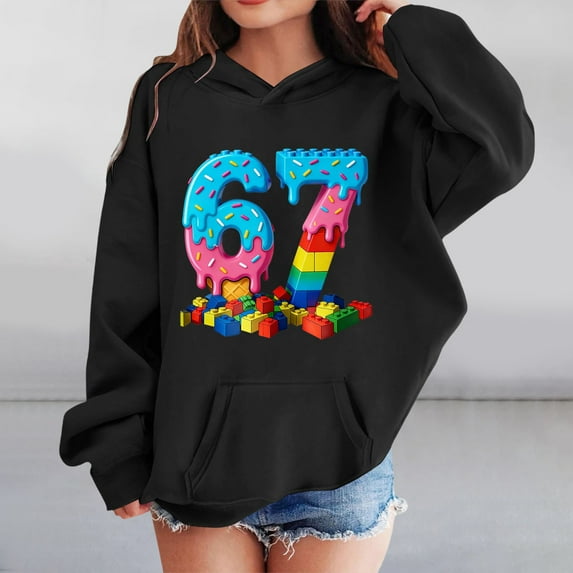 Toddler Girls Hoodies Meme Novelty Six Seven Hoodie Casual Long Sleeve ...
