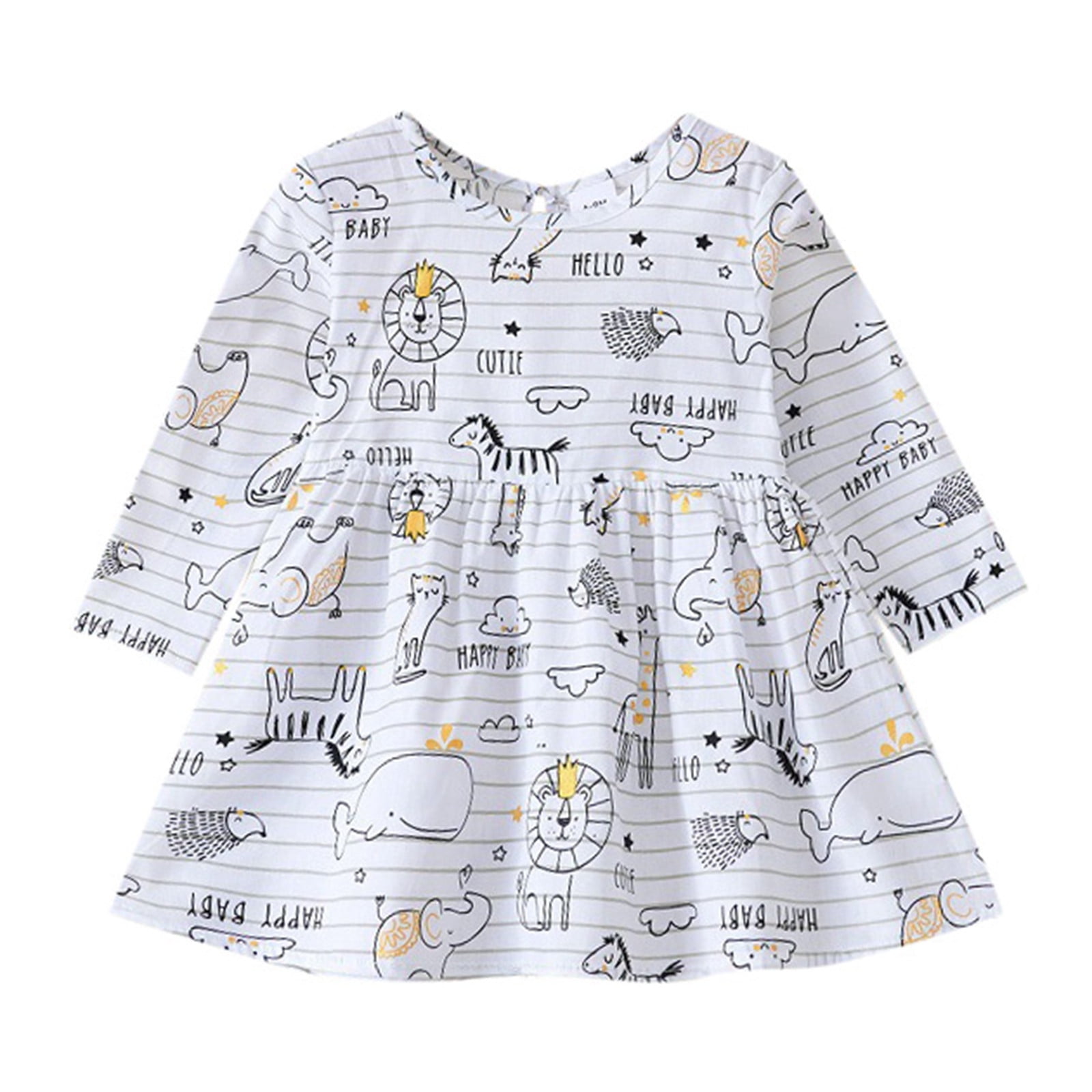 Toddler Girls' Long Sleeve Print Dress Casual Dresses Spring Fall ...