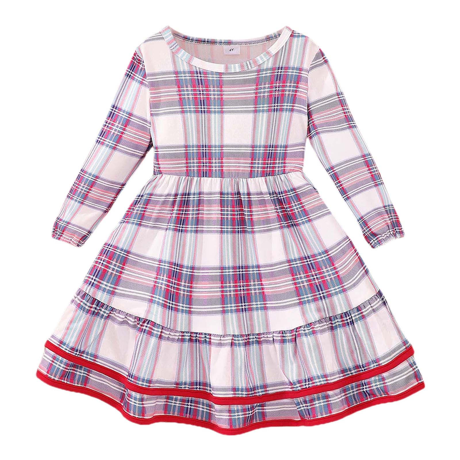 Toddler Girls Long Sleeve Prints Princess Dress Dance Party Dresses ...