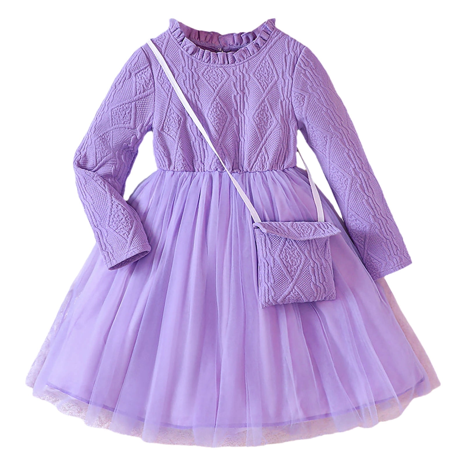 Toddler Girls Long Sleeve Solid Pkink Princess Dress Dance Party Lace ...