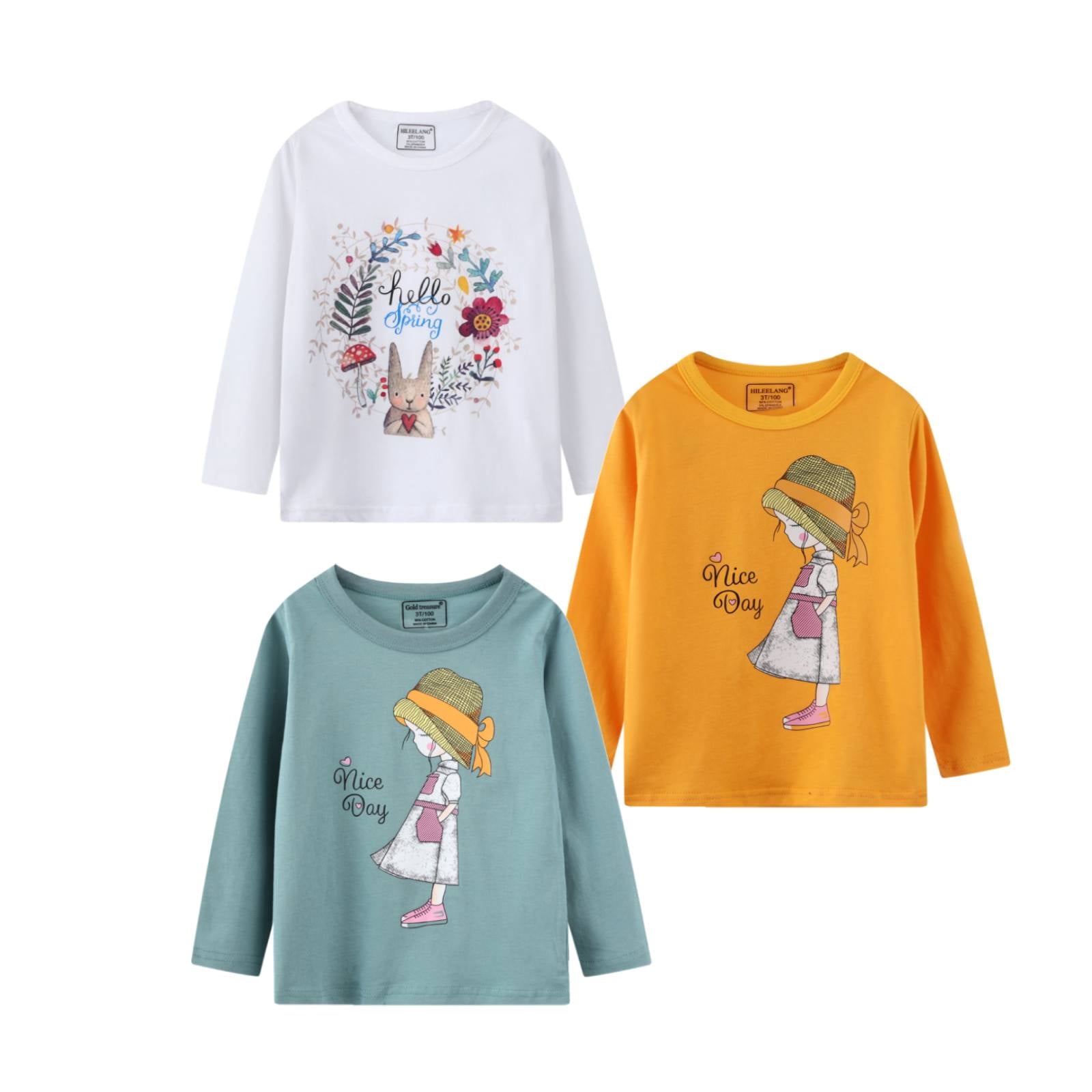 Toddler Girls' Long Sleeve Tee Shirt Christmas Cotton Casual Crewneck ...