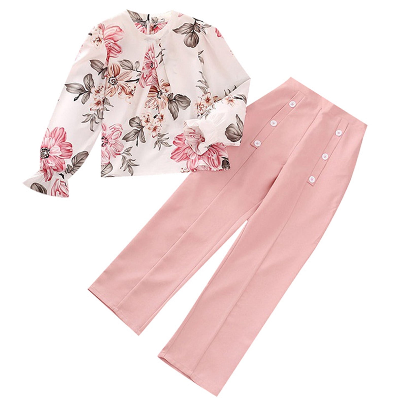 Toddler Girls Outfits 2 Pcs Long Sleeve Floral Tops And Pants Set Kids ...