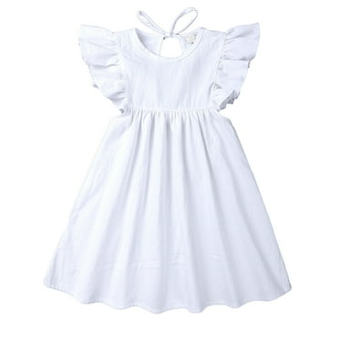 ContiKids Girls Sleeveless Frill Sleeve Dress Summer Cotton Casual ...