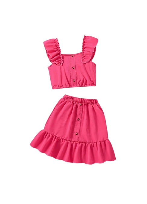 Hbdhejl Fashion Outfit Set For Girls Toddler Summer Short Sleeve Solid ...