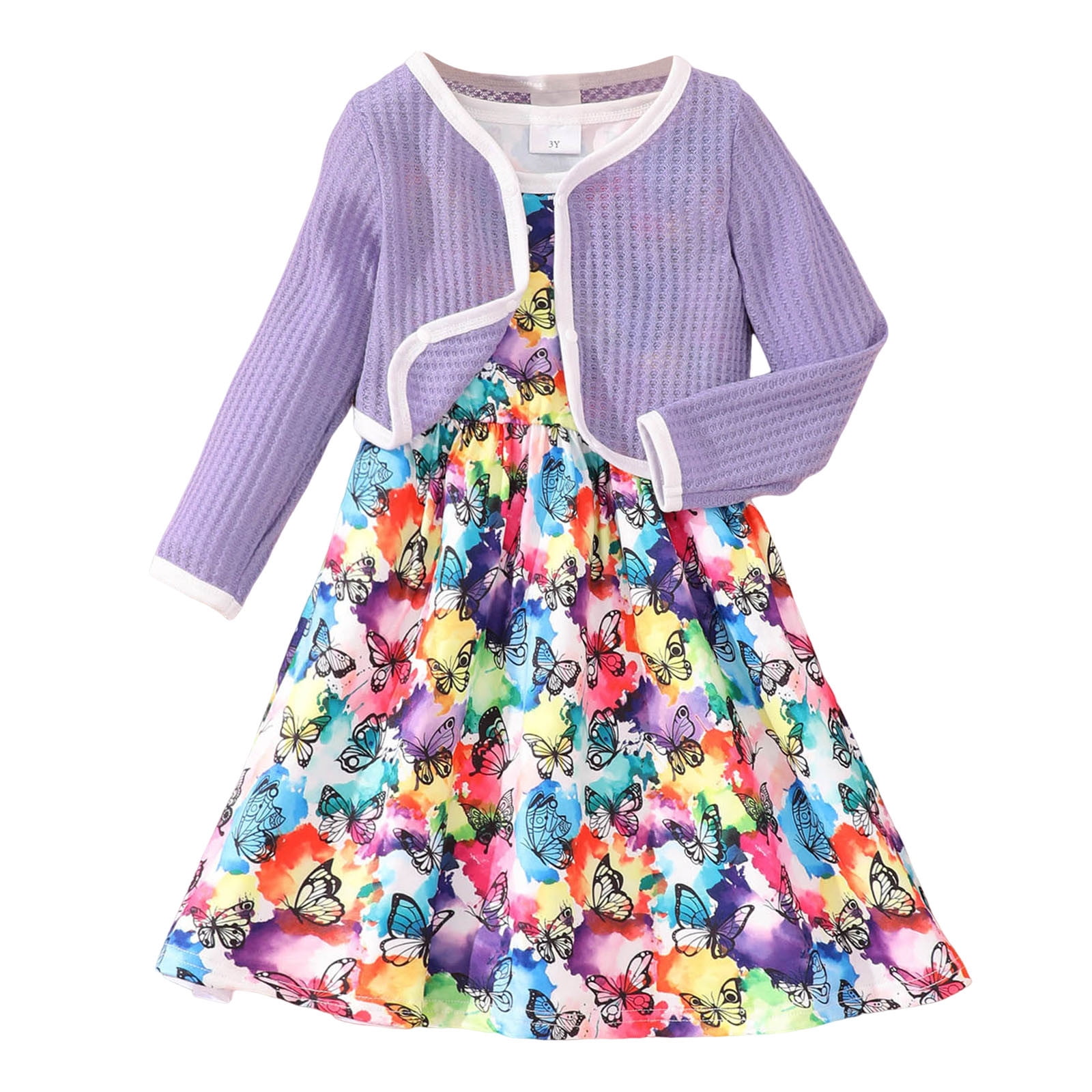 Toddler Girls' Outfits Long Sleeve Butterfly Floral Print Coat And ...