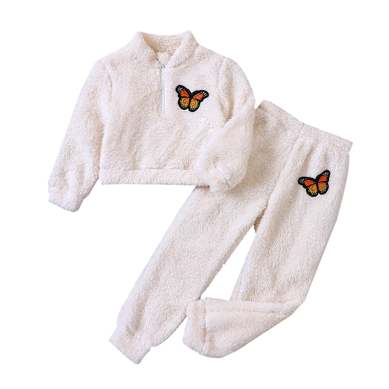 Toddler Girls Outfits Winter Long Sleeve Butterflies Prints Tops Pants ...