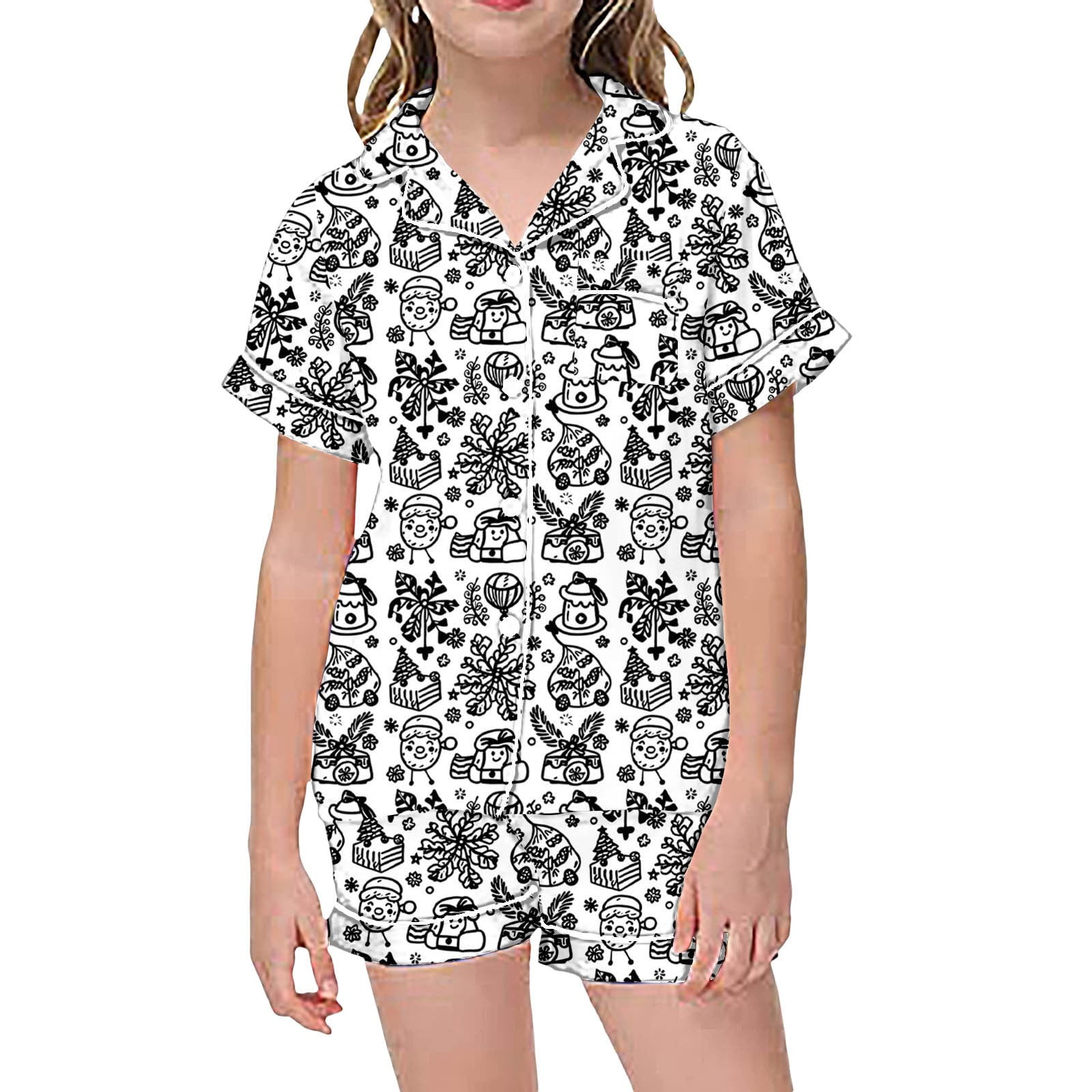 Toddler Girls Pajama Set Casual Handmade Doodle Stylish Short Sleeve ...