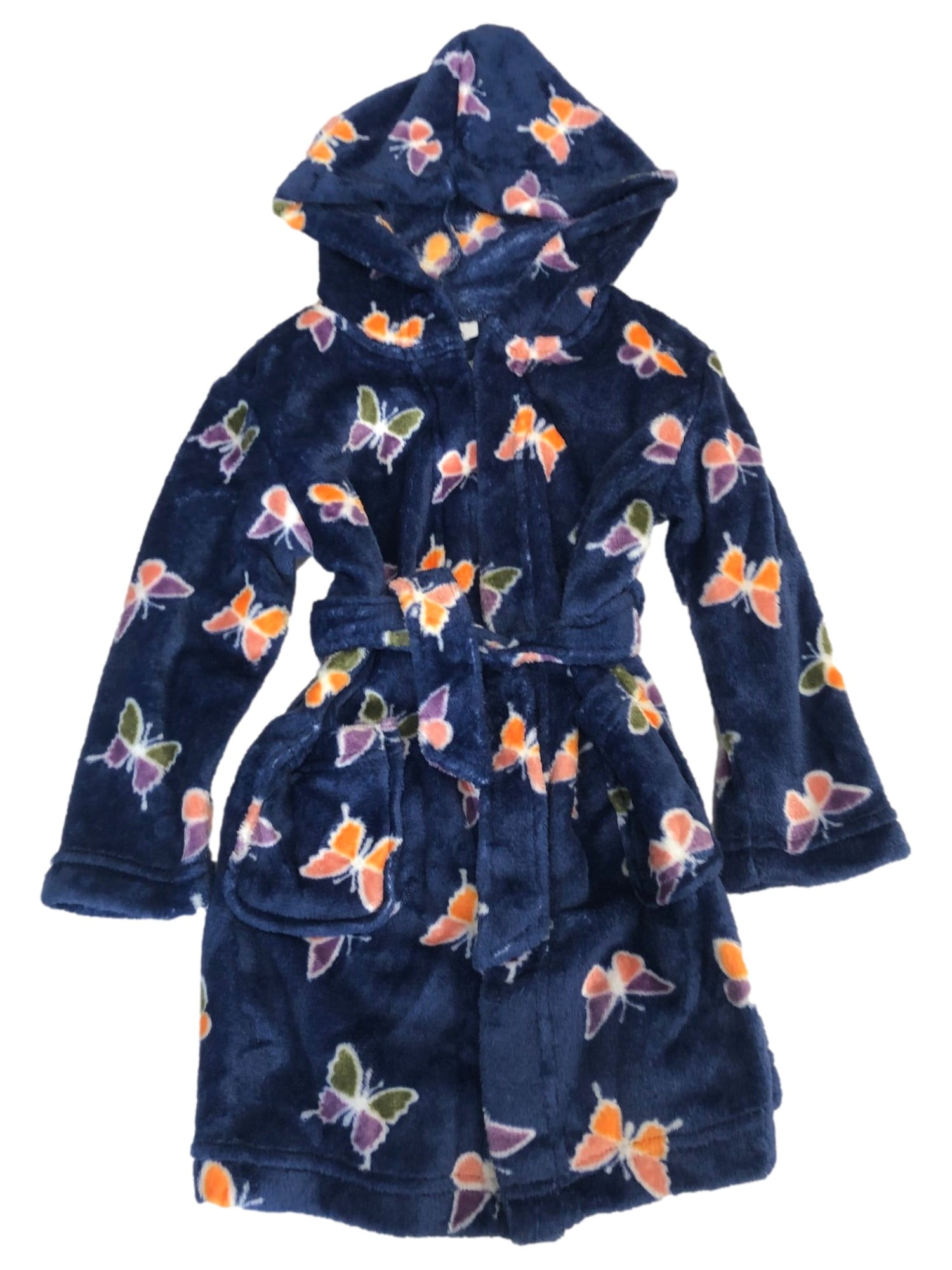 Toddler Girls Plush Blue & Pink Butterfly Print Bath Robe 2T - Walmart.com