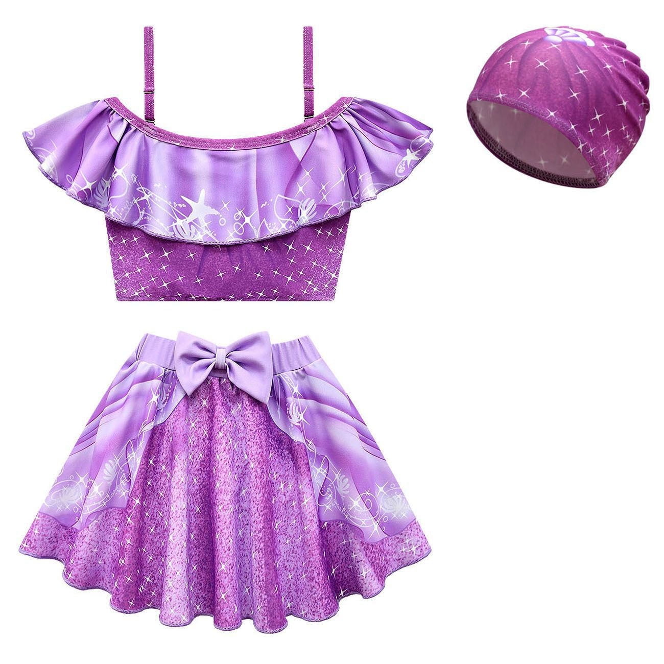 Toddler Girls Princess Swimsuit Two Pieces Ruffle Bathing Suit Tankini ...