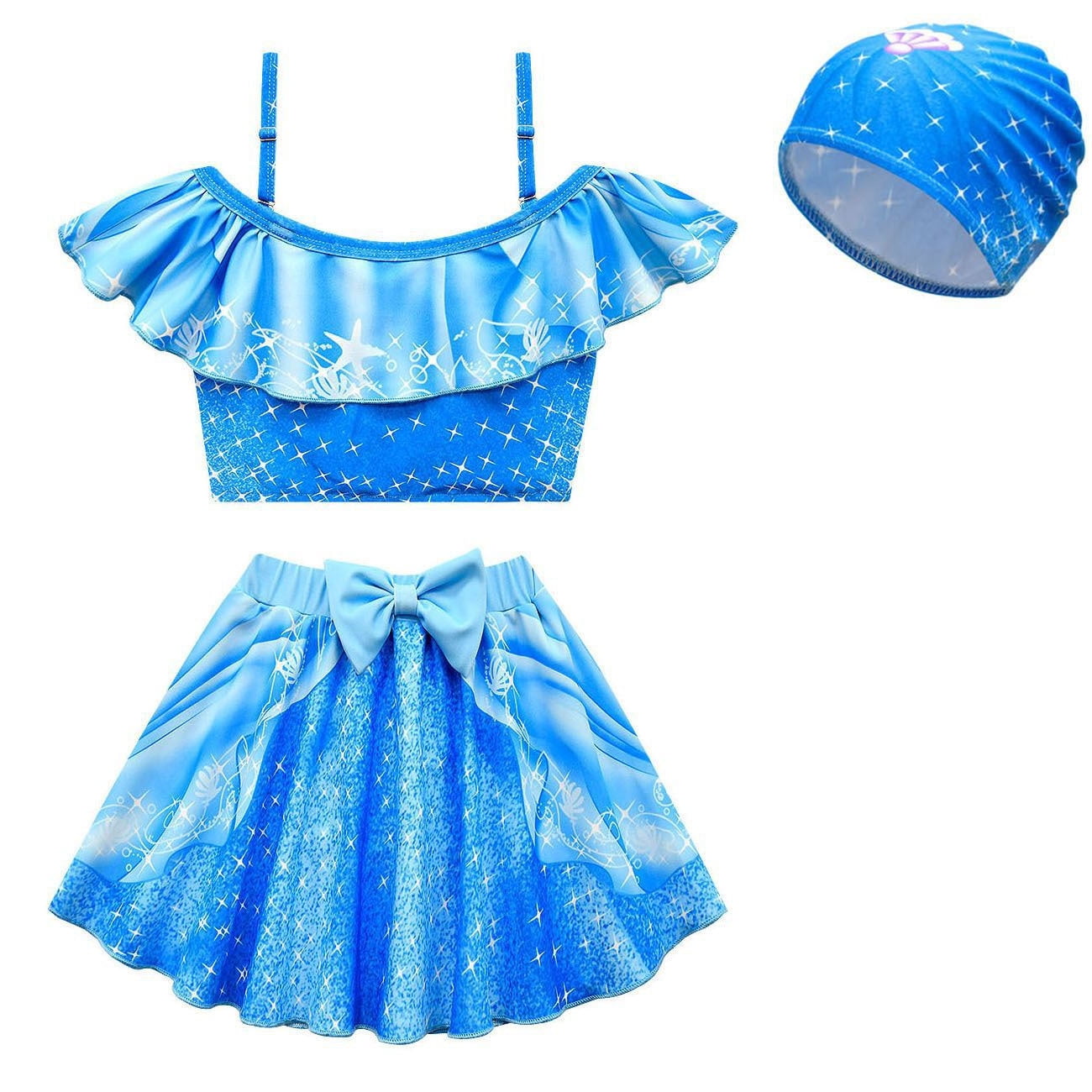 Toddler Girls Princess Swimsuit Two Pieces Ruffle Bathing Suit Tankini ...