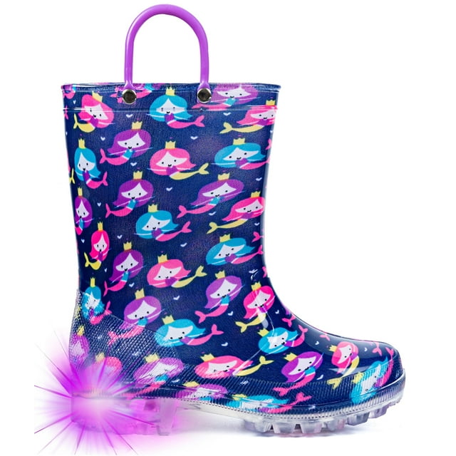 Toddler Girls Rain Boots Little Kids Baby Light Up Rubber Printed ...