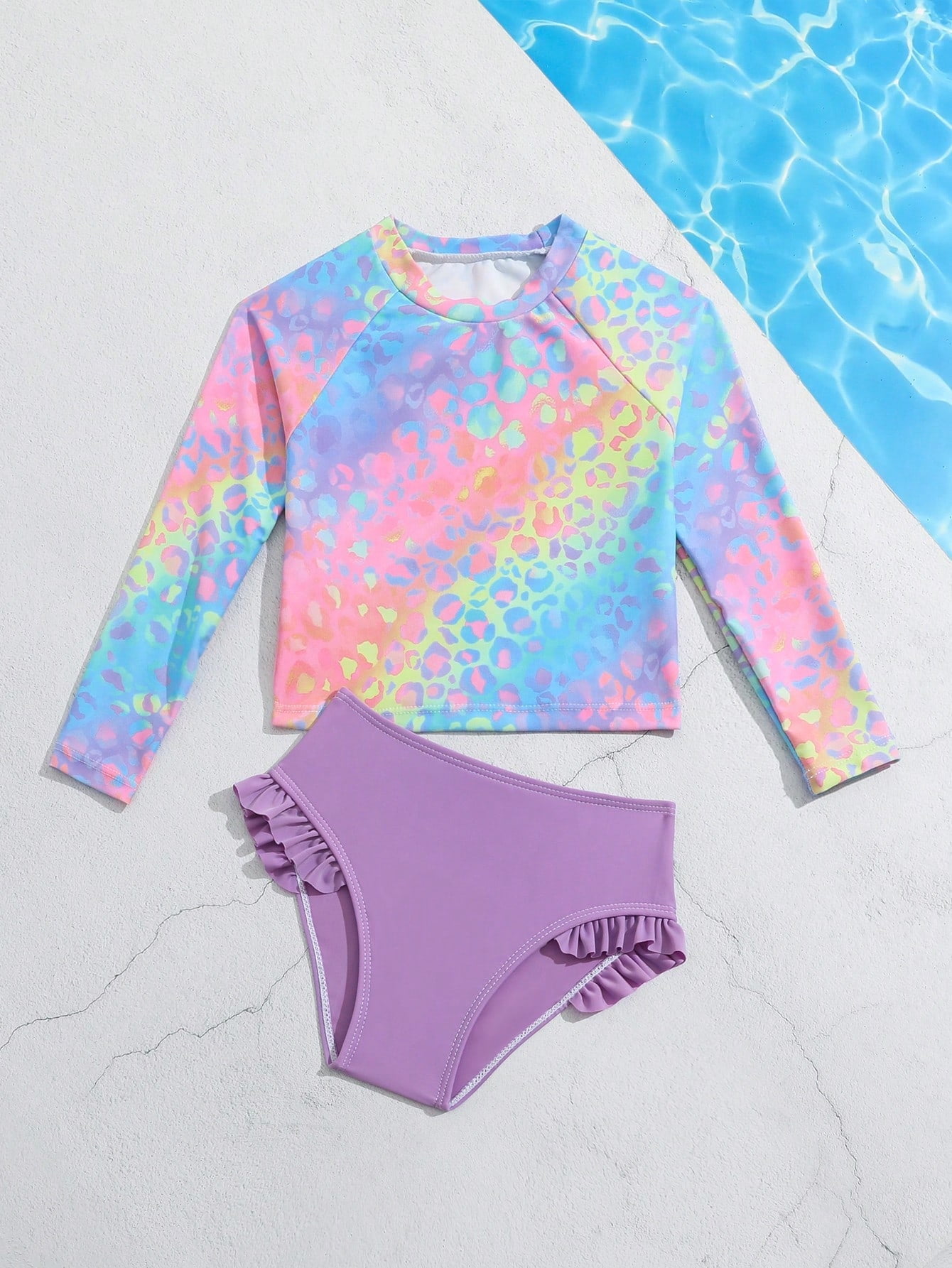 Toddler Girls Rash Guard Sets with Bikini Bottoms Swimwear（4-7Y ...