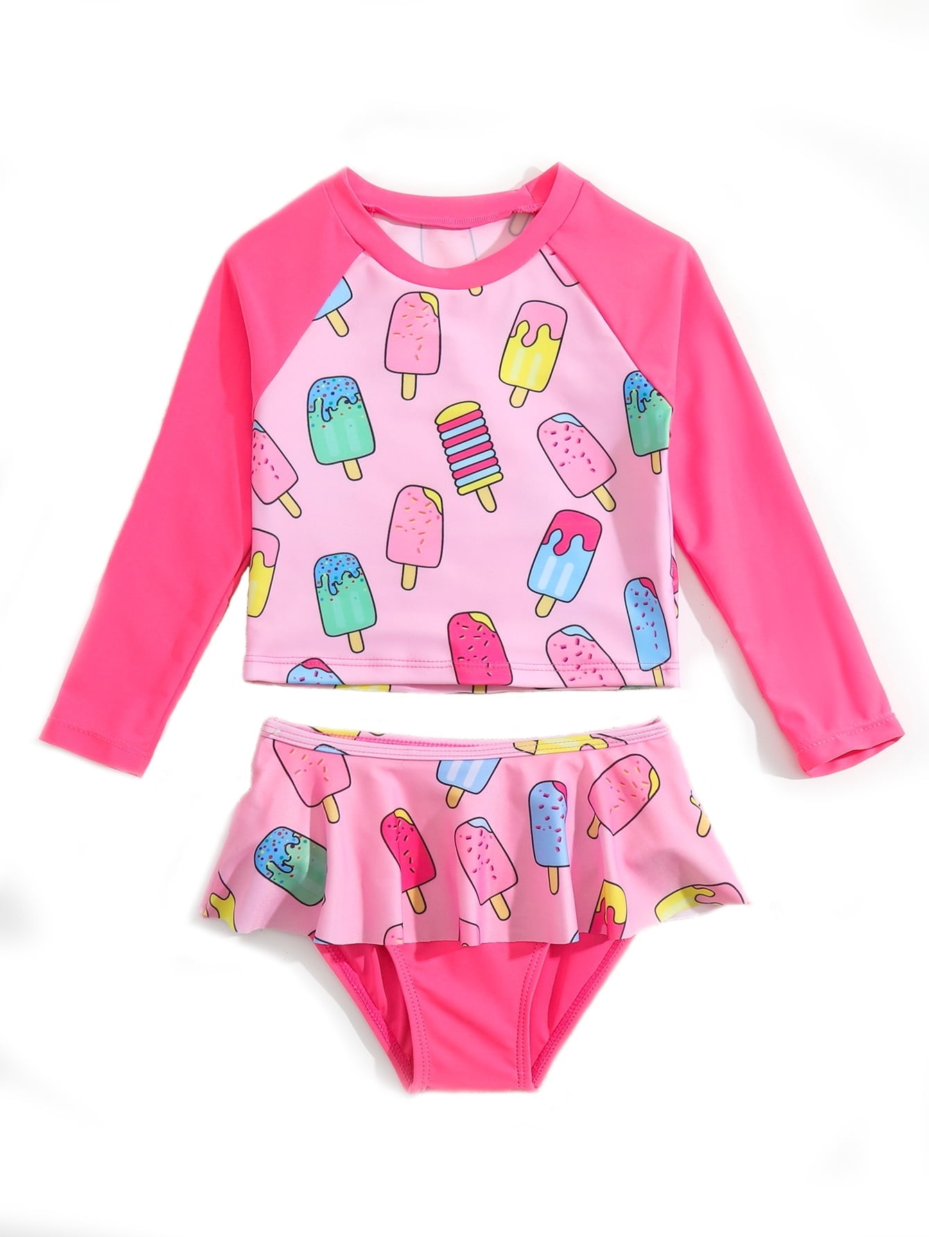 Toddler Girls Rash Guard Sets with Bikini Bottoms Swimwear（4-7Y ...