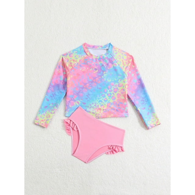 Toddler Girls Rash Guard Sets with Bikini Bottoms Swimwear（4-7Y ...